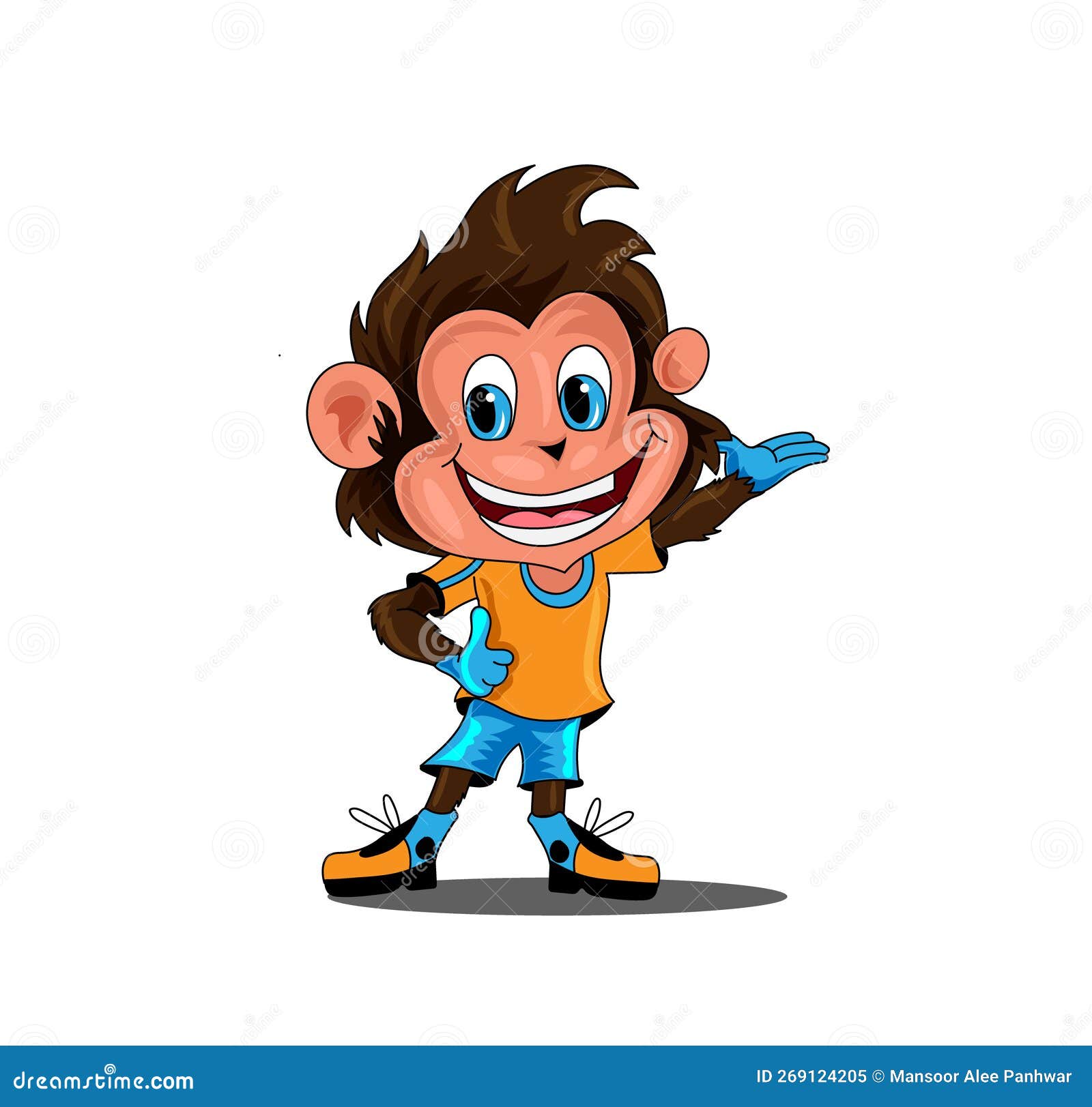 Monkey Pointing Right Vector Stock Vector - Illustration of vector ...