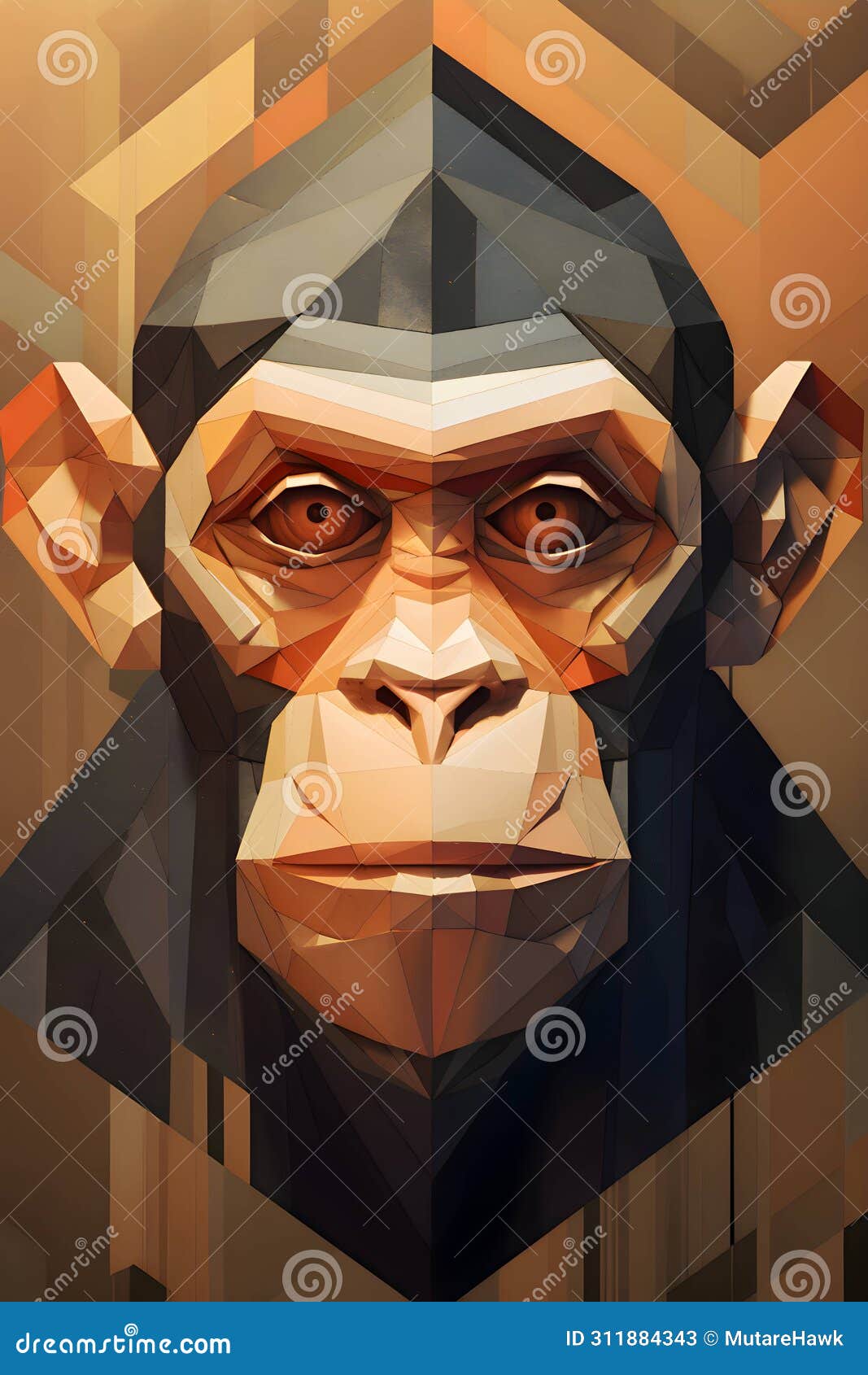 Monkey Portrait in Low Poly Style. Vector Illustration for Your Design ...