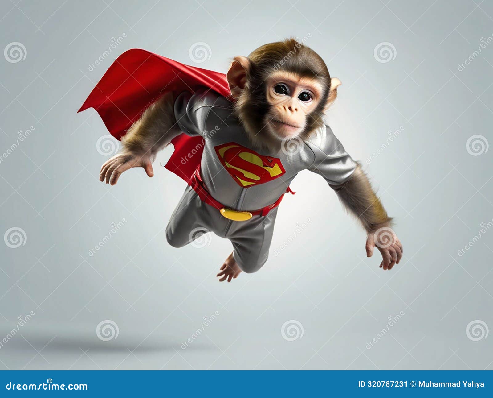 A Monkey Posing in Flight, Isolated White Stock Illustration ...