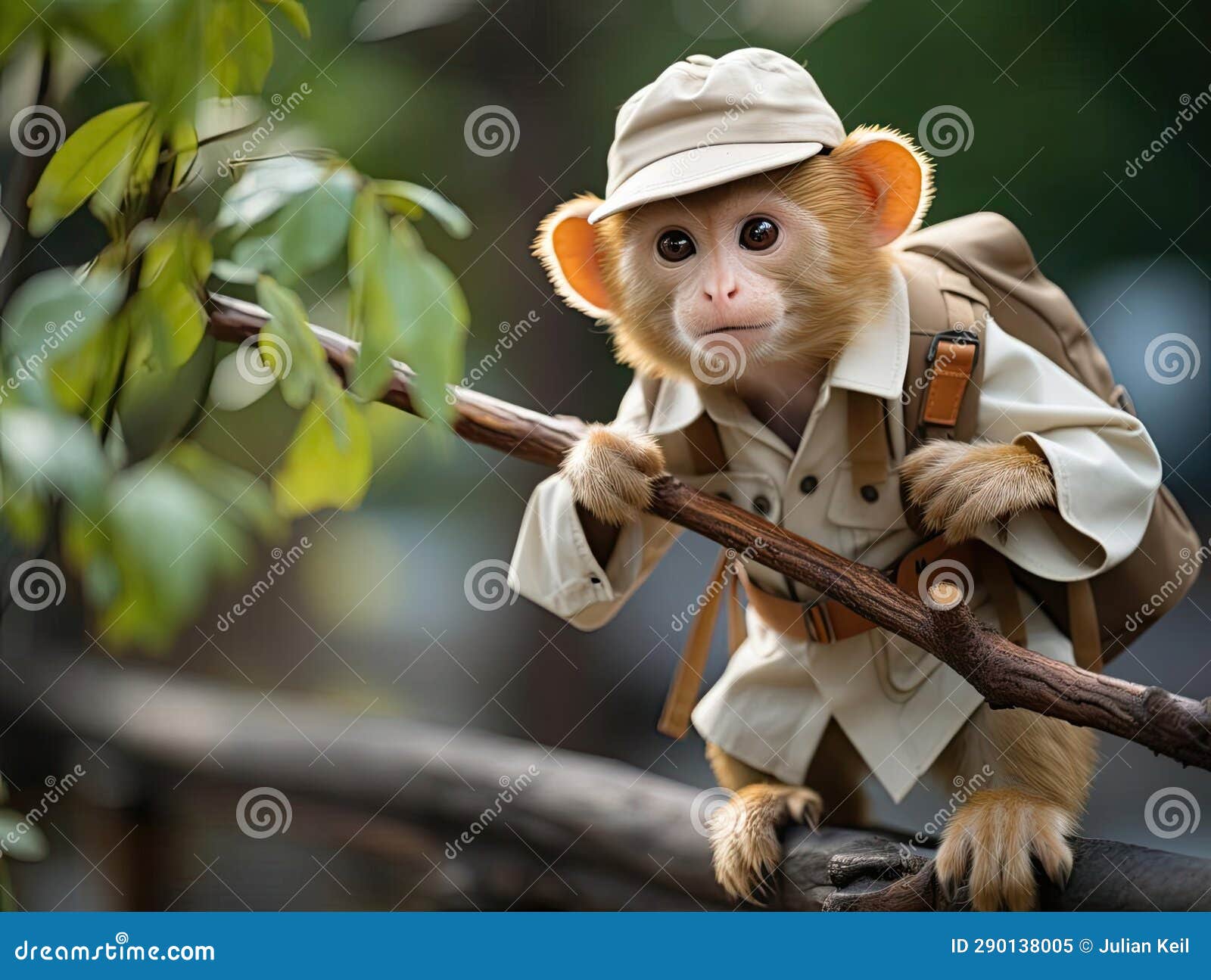 Monkey Postman with Mailbag on Tree Branch Stock Illustration ...
