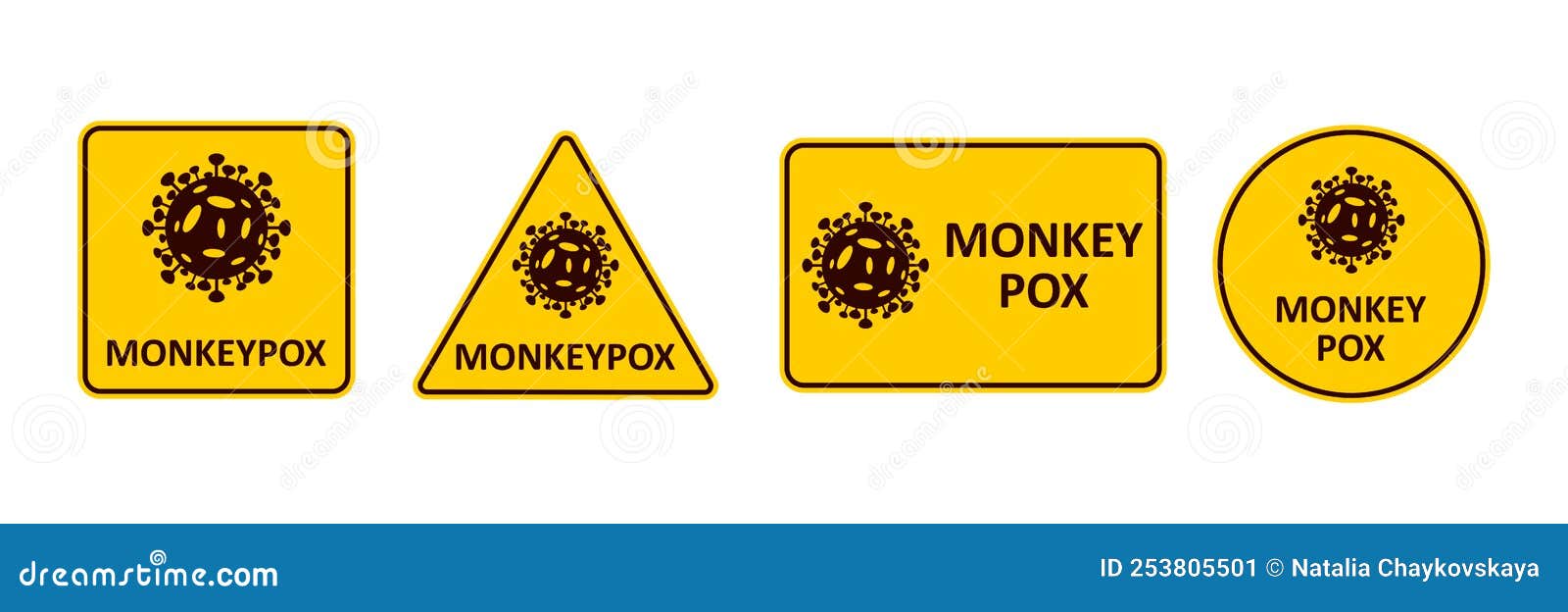 Monkey Pox. a Set of Yellow Signs Warning about the Monkey Pox Virus ...