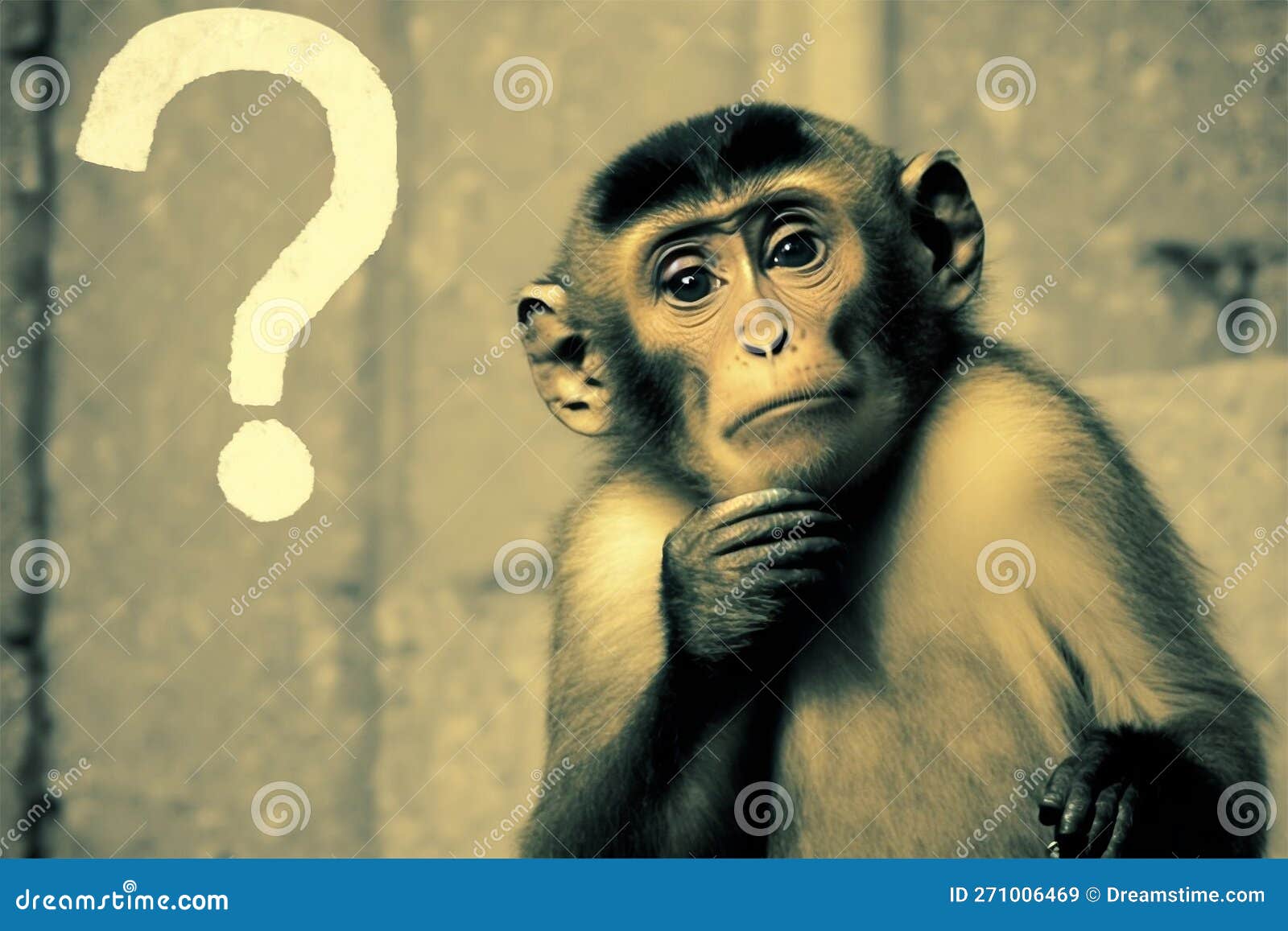 Monkey and a Question Mark Sign. Generative AI Stock Illustration ...