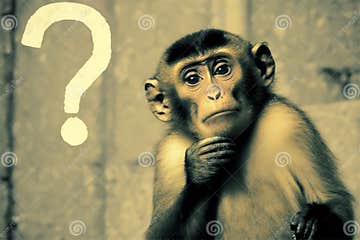 Monkey and a Question Mark Sign. Generative AI Stock Illustration ...
