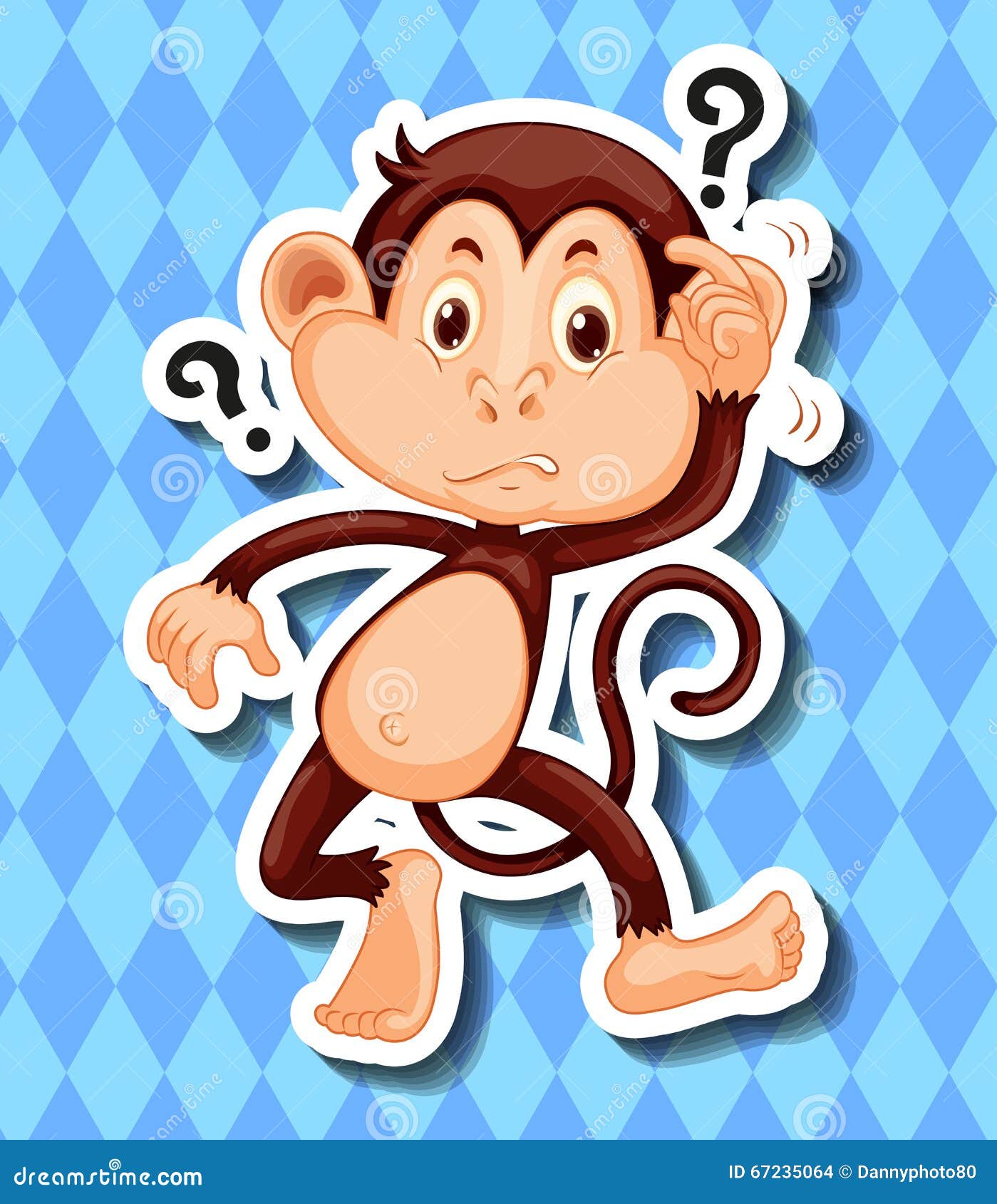 Monkey with question marks stock illustration. Illustration of ...