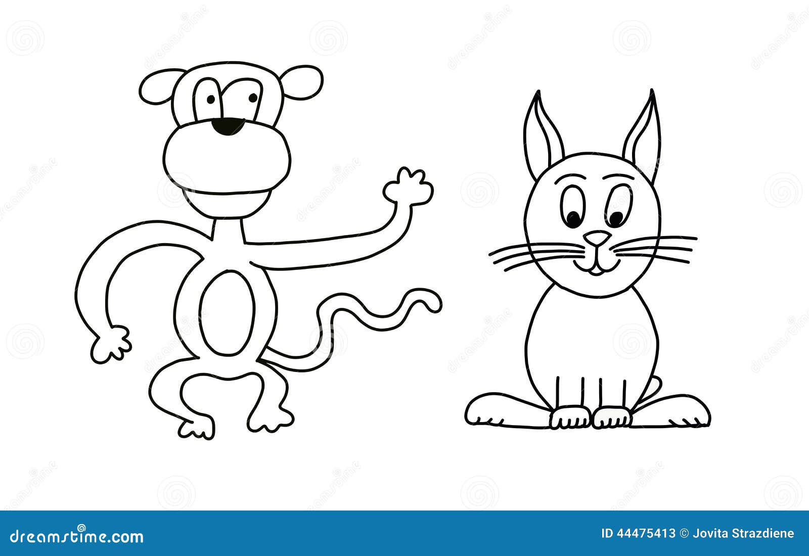 Monkey and rabbit stock illustration. Illustration of monkey - 44475413