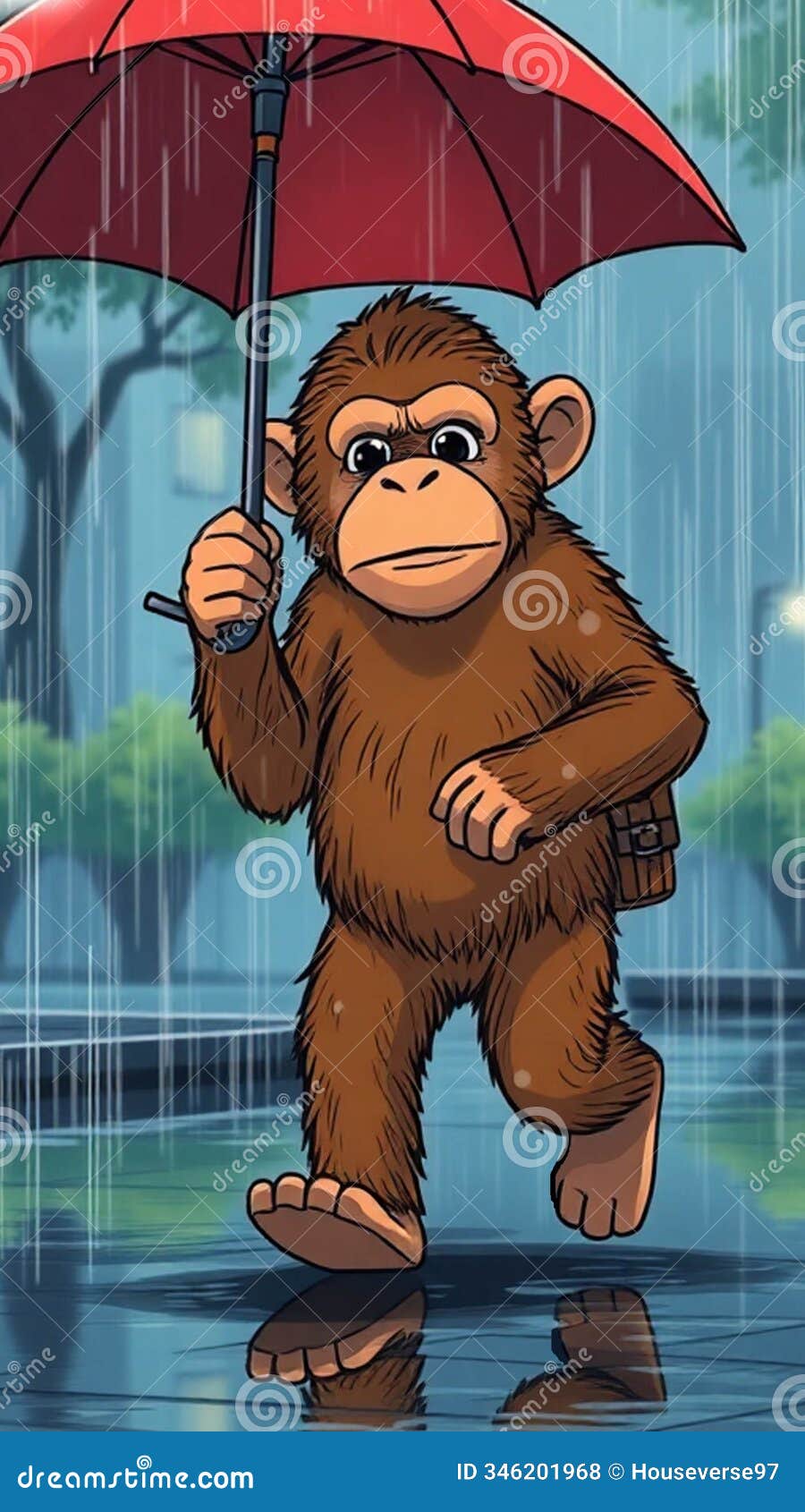 Monkey in the rain stock photo. Image of rain, walking - 346201968