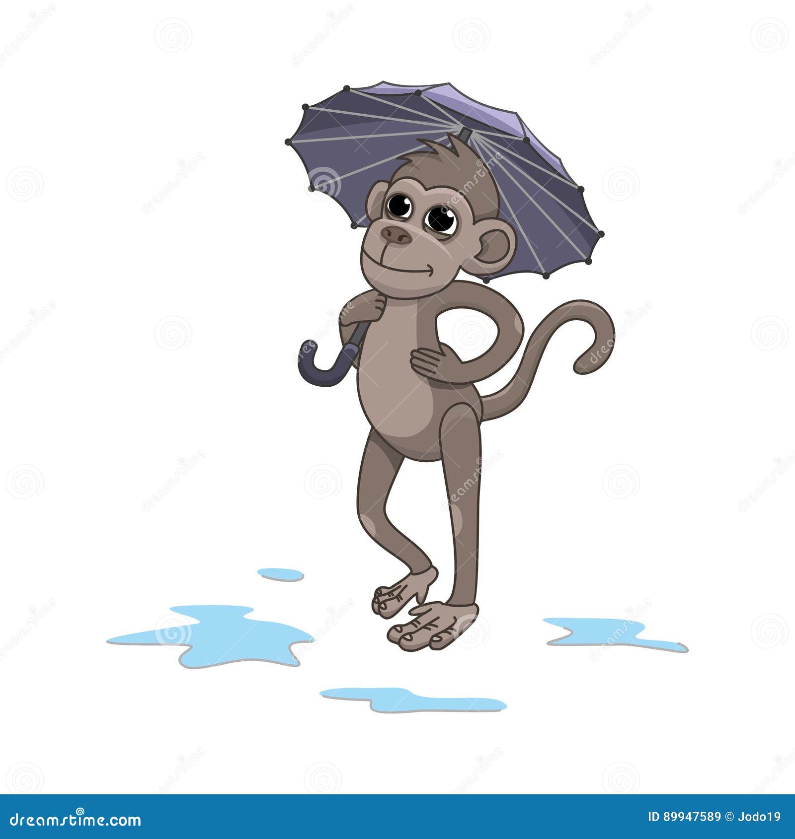 Monkey in the rain stock vector. Illustration of primate - 89947589