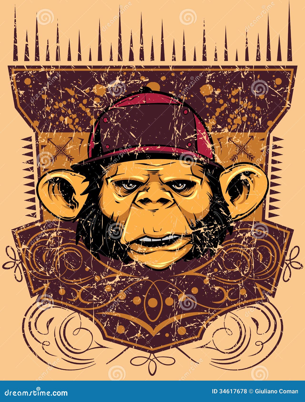 Monkey rapper stock vector. Illustration of monkey, insignia - 34617678