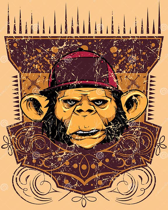 Monkey rapper stock vector. Illustration of monkey, insignia - 34617678