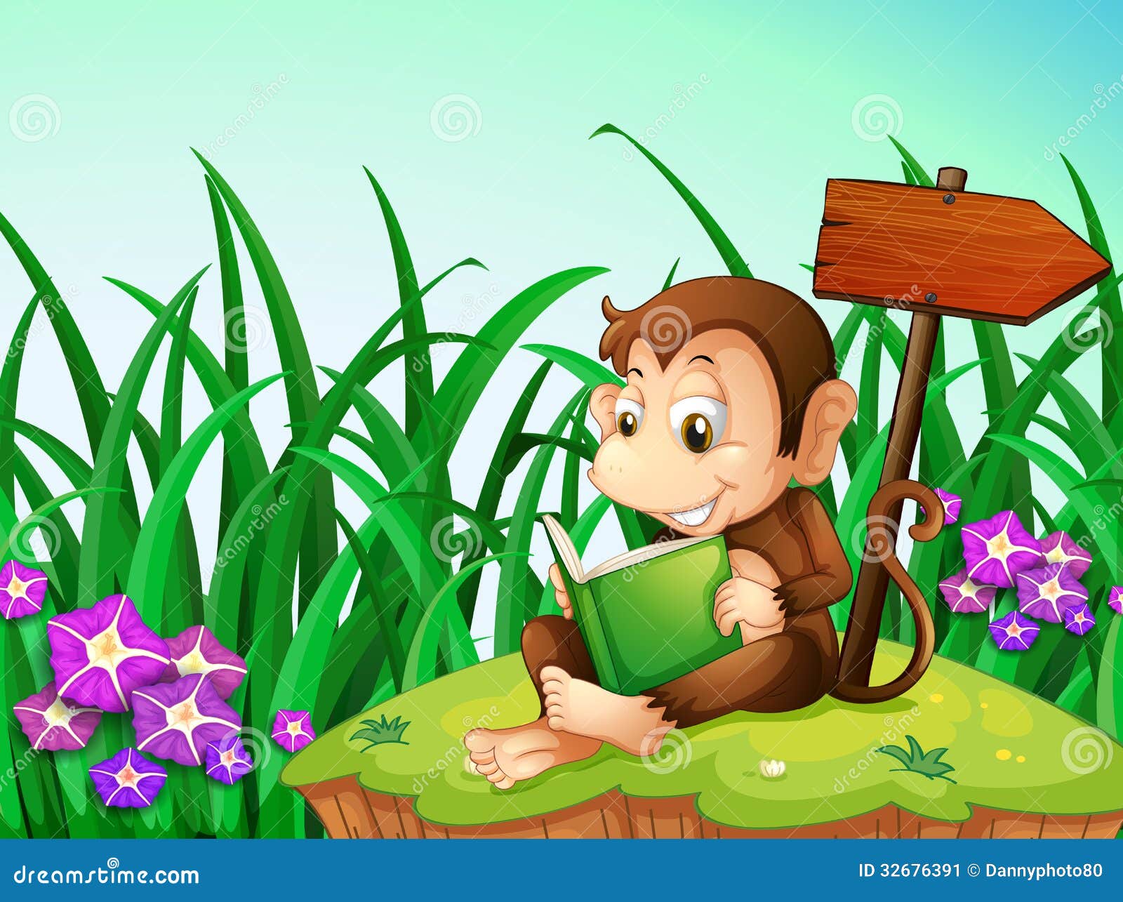 Monkey Reading Clipart