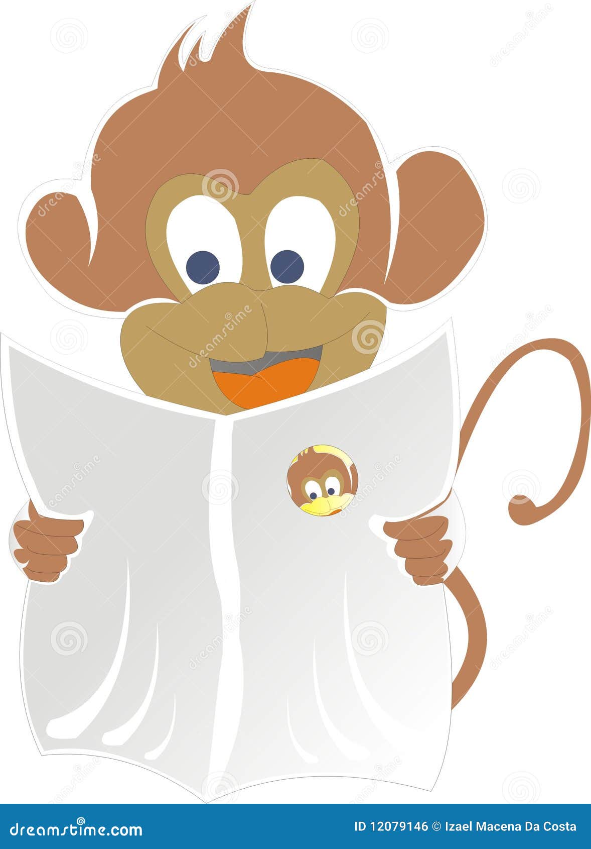 Monkey Reading Newspaper stock illustration. Illustration of open ...
