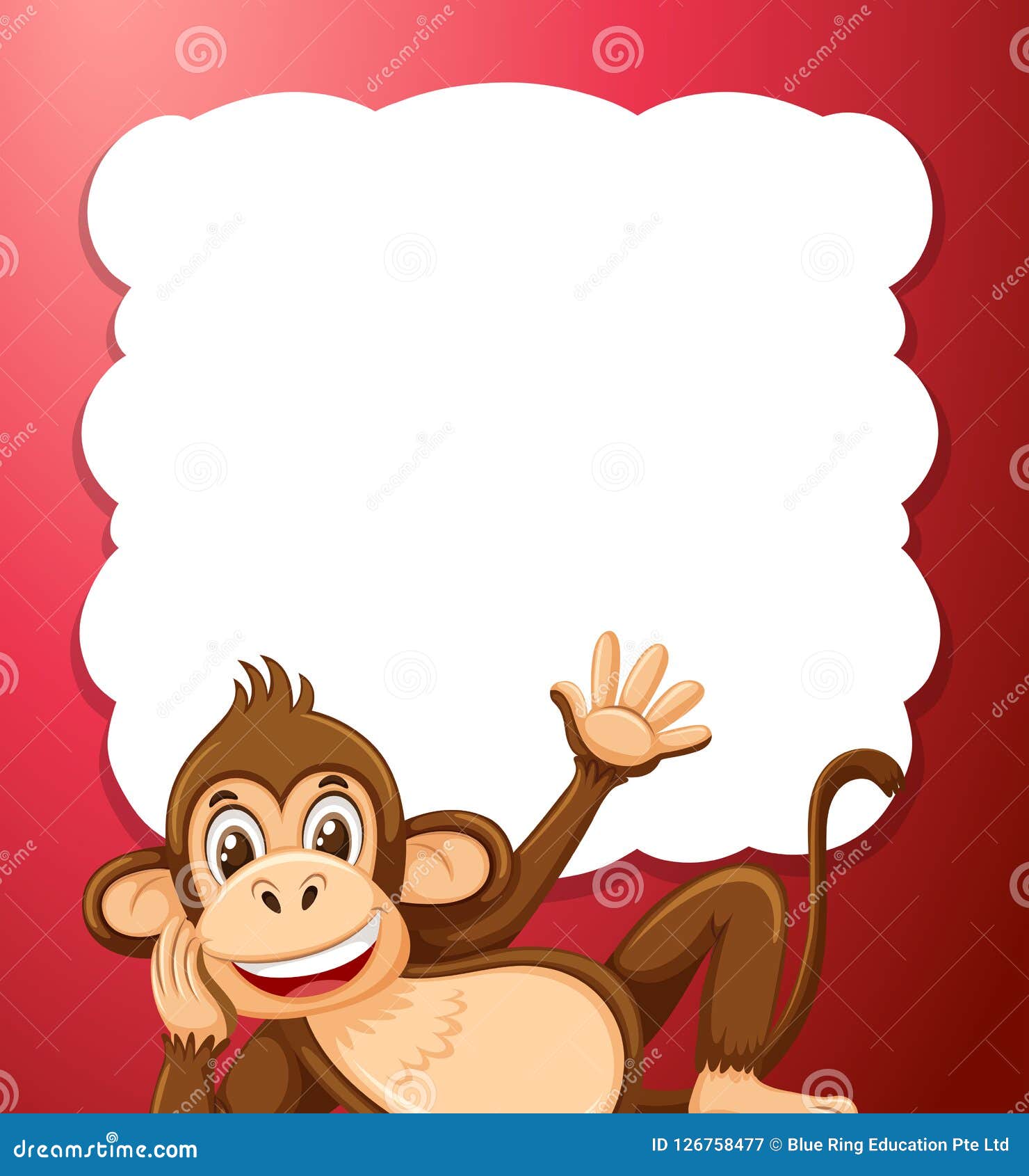 A monkey on red border stock vector. Illustration of isolated - 126758477