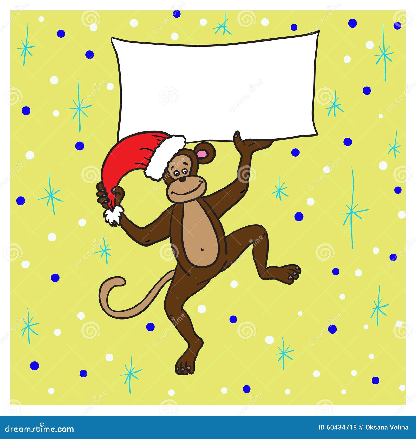 Monkey in a Red Cap Holding a Poster with Congratulations Happy Stock ...