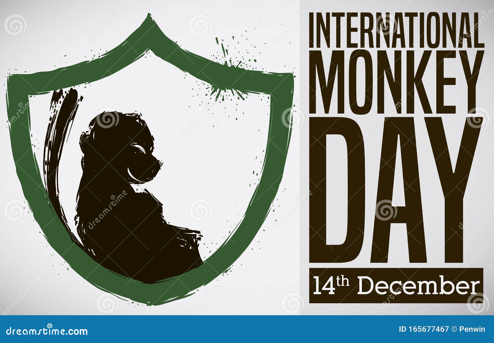 Monkey Resting in a Shield during International Monkey Day, Vector ...