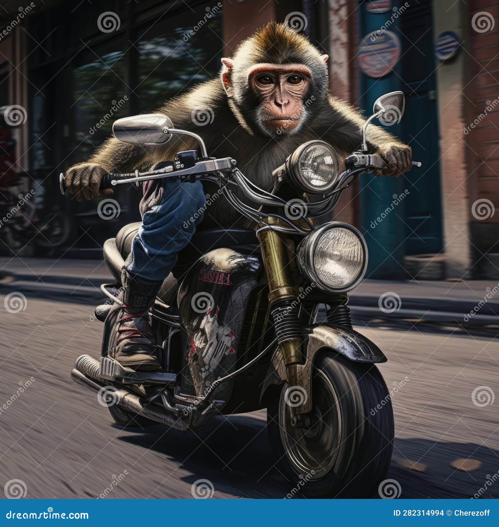 Monkey riding a motorcycle stock illustration. Illustration of animal ...