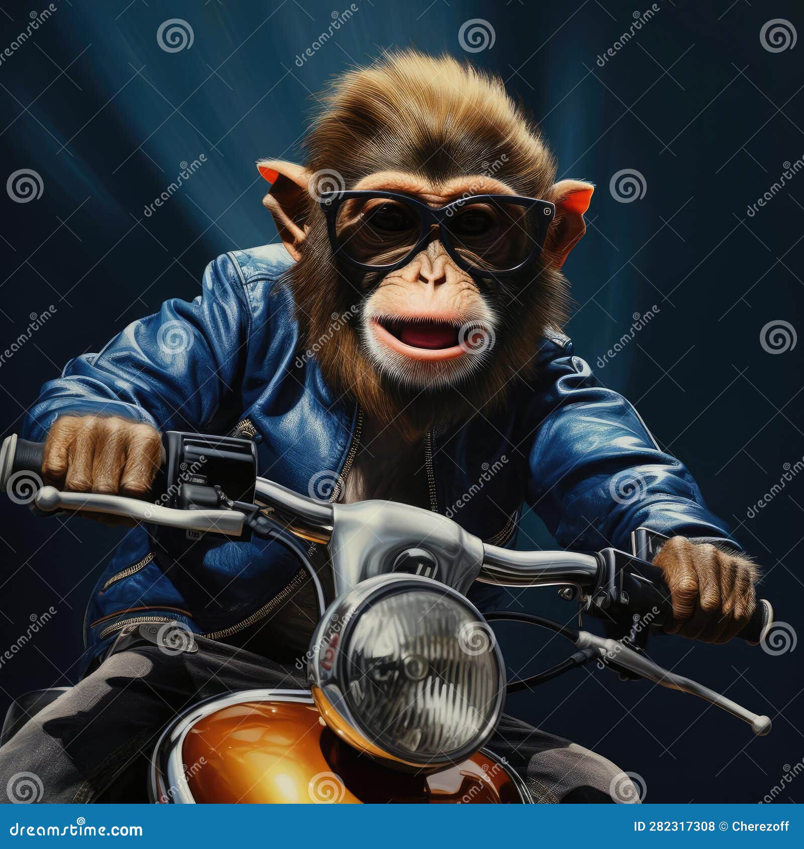Monkey riding a motorcycle stock illustration. Illustration of fashion ...