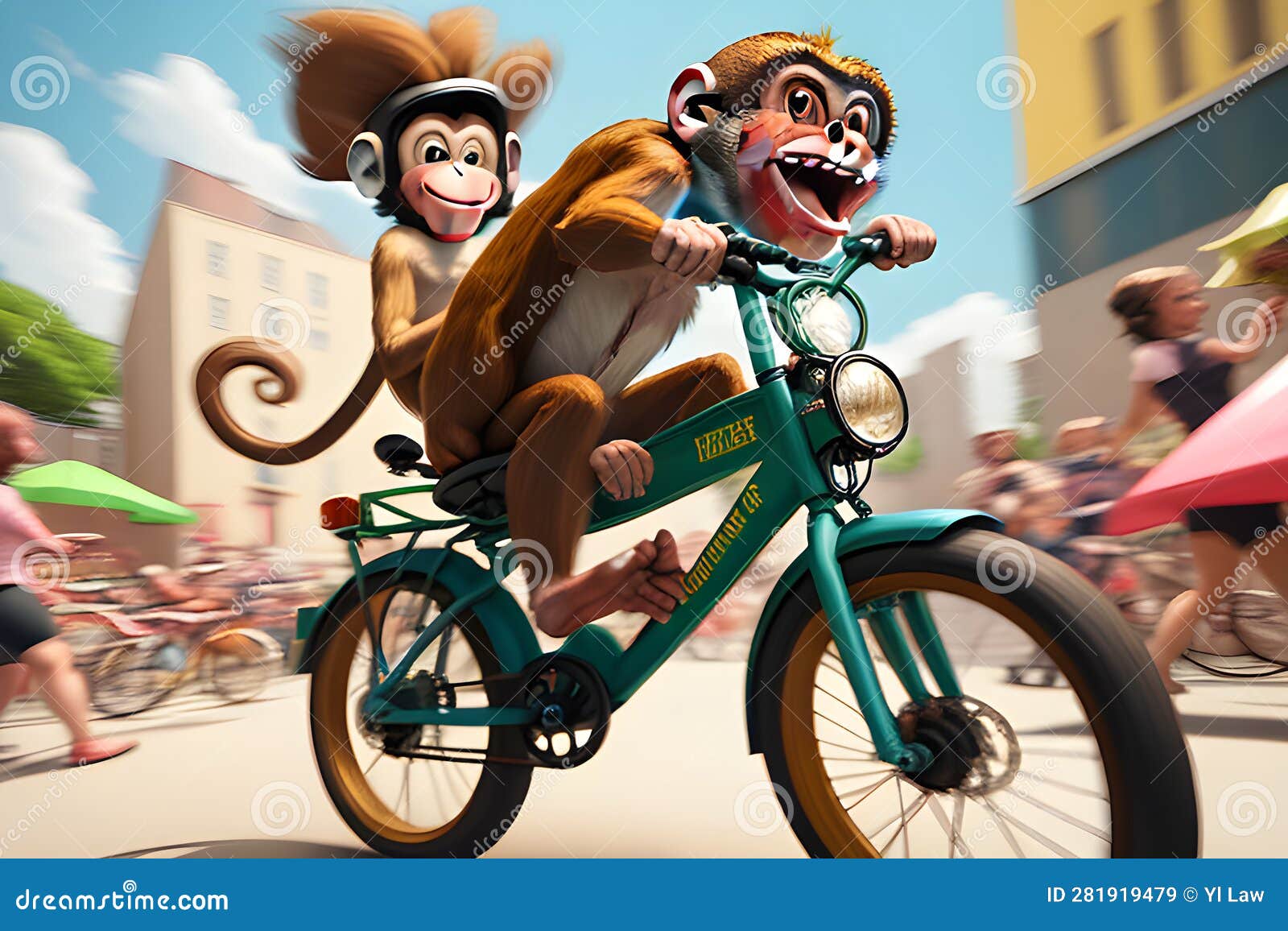 A Monkey Riding a Bike Creat Stock Illustration - Illustration of high ...