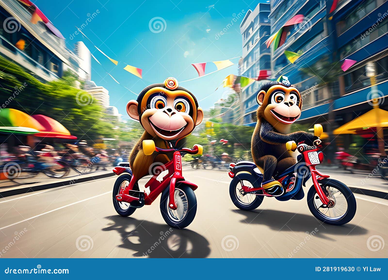 A Monkey Riding a Bike Creat Stock Illustration - Illustration of bike ...