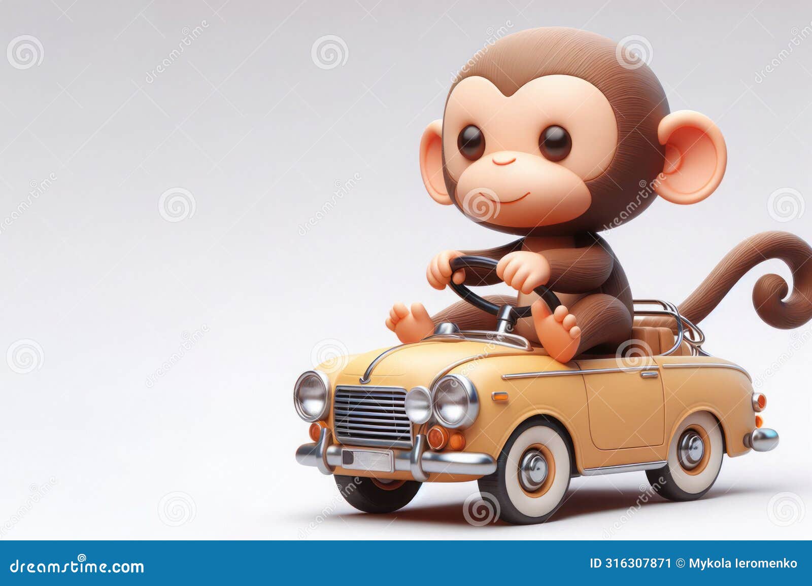A Monkey Riding a Car. Space for Text. Stock Image - Image of mammal ...