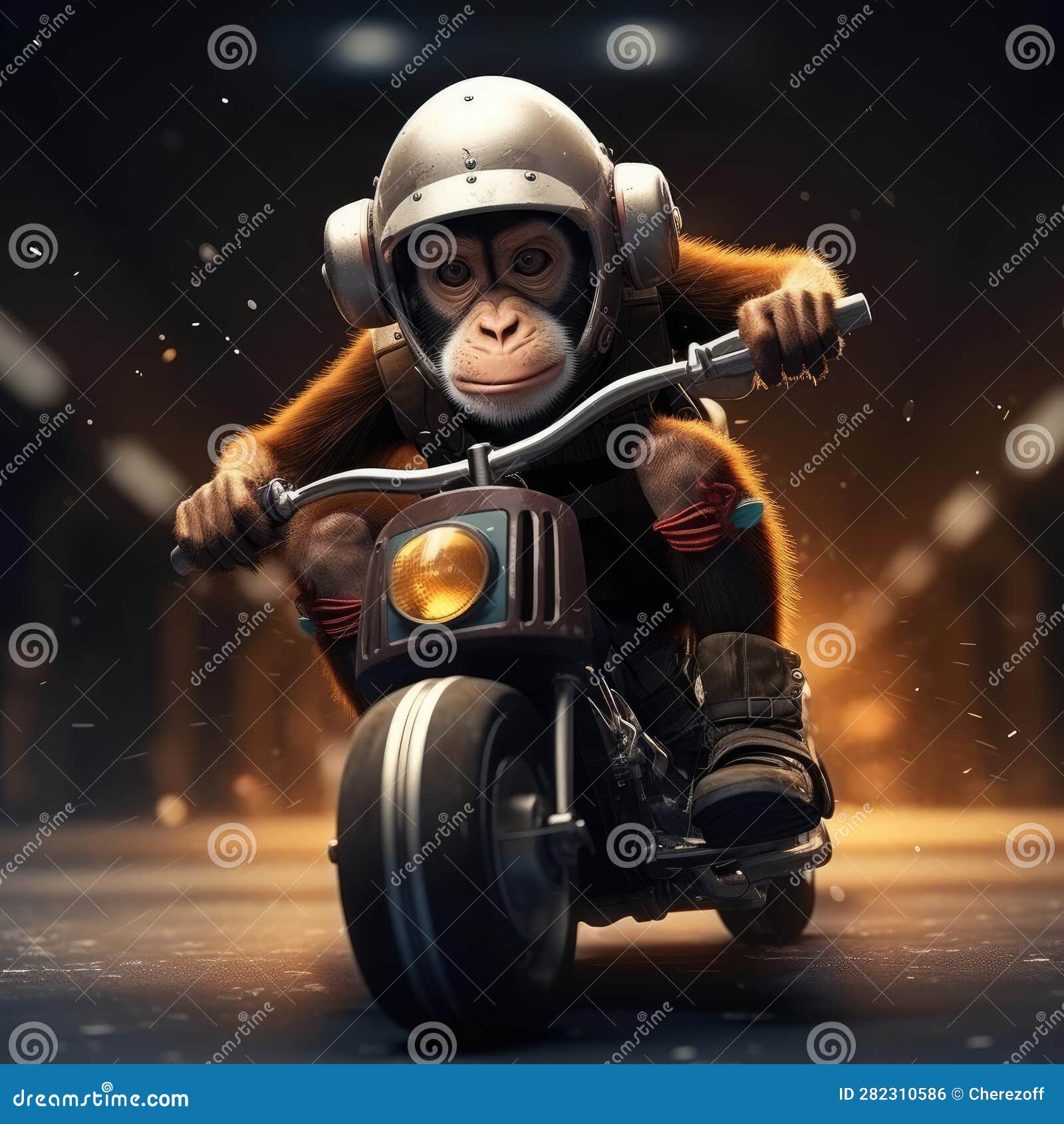 Monkey riding a motorcycle stock illustration. Illustration of cute ...