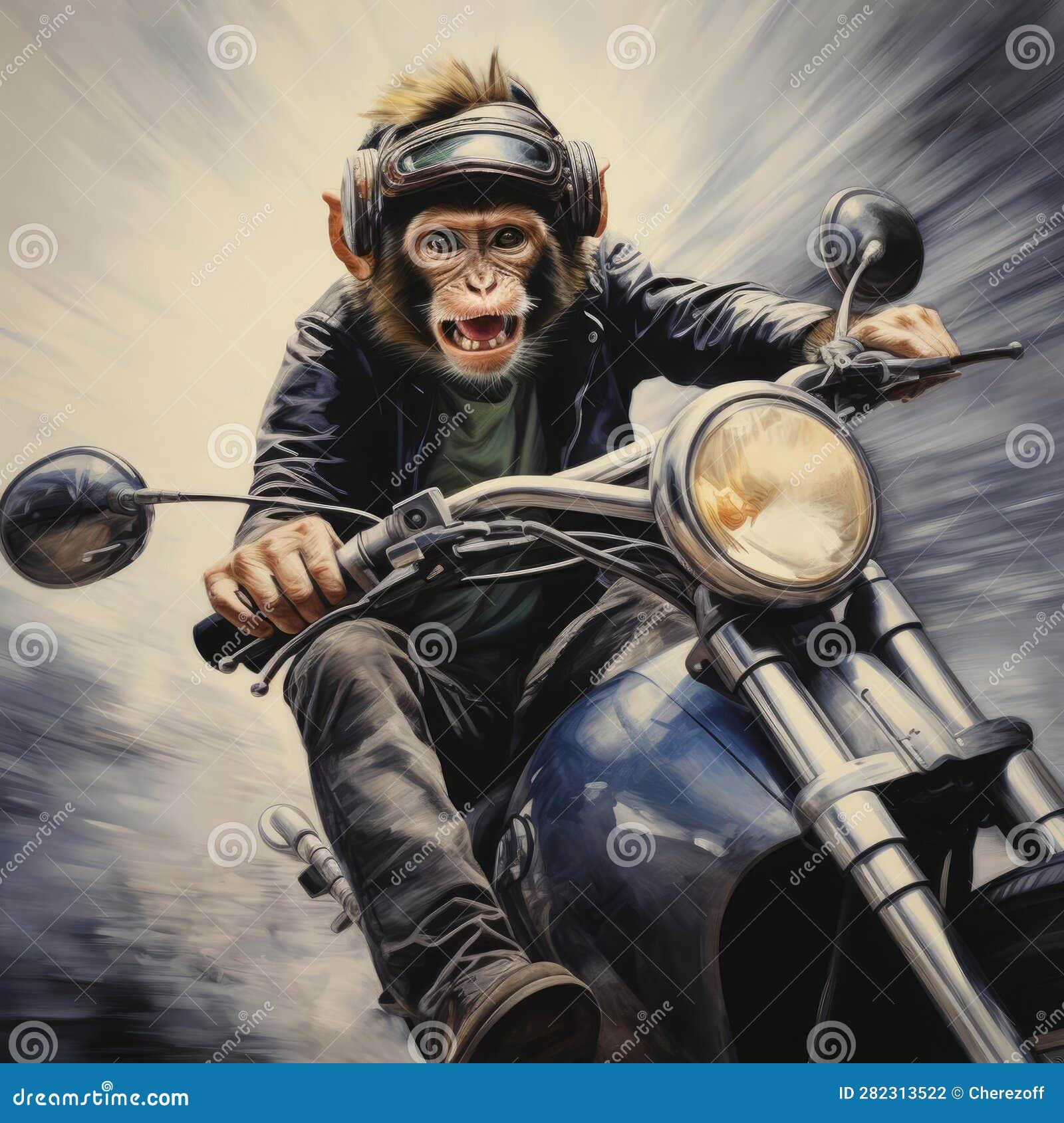 Monkey riding a motorcycle stock illustration. Illustration of biker ...