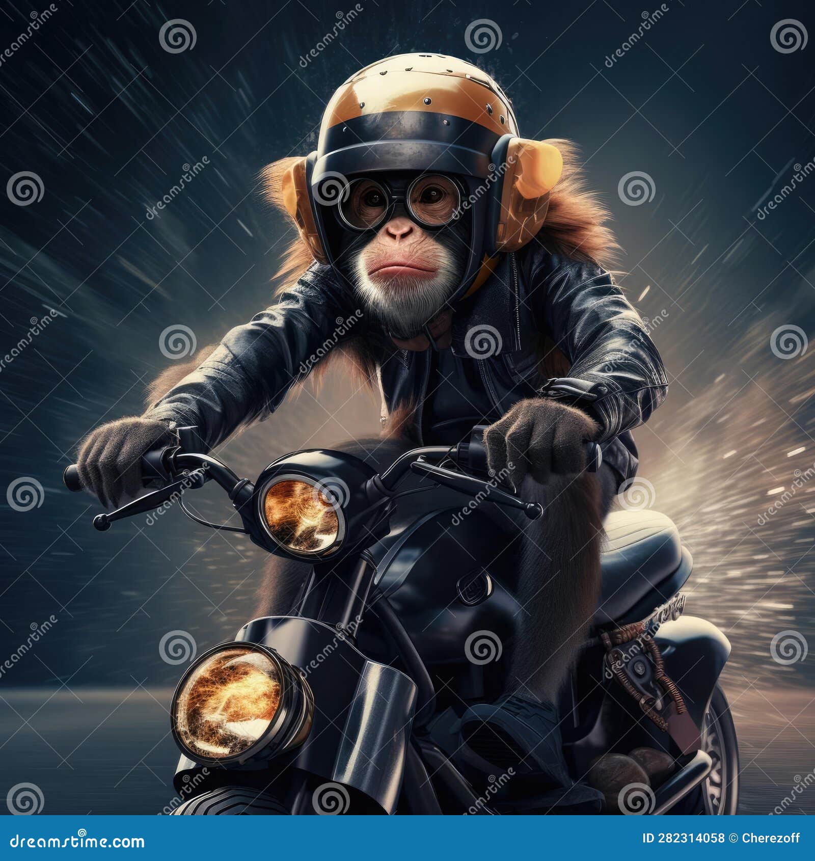 Monkey riding a motorcycle stock illustration. Illustration of sketch ...