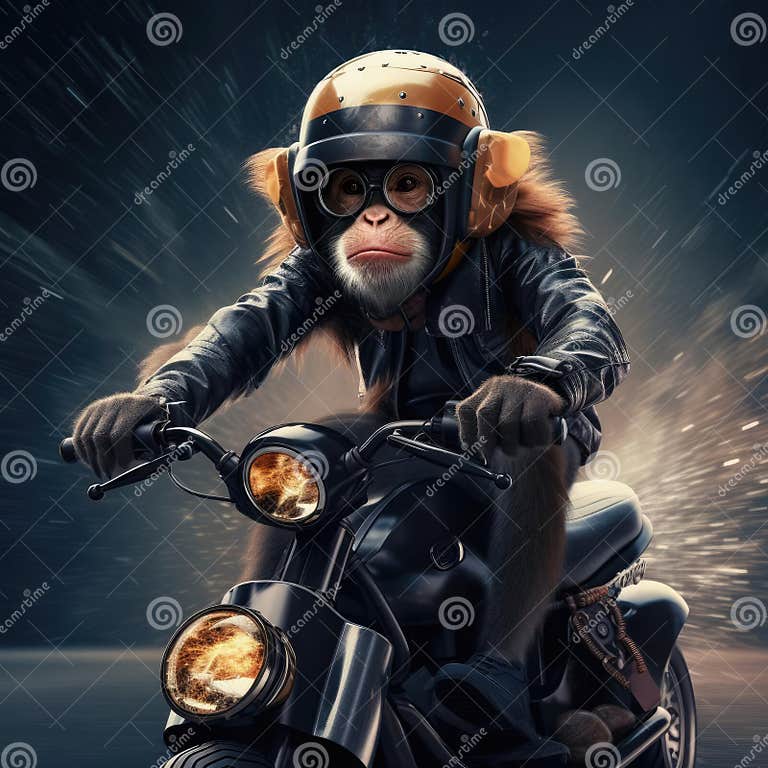Monkey riding a motorcycle stock illustration. Illustration of sketch ...