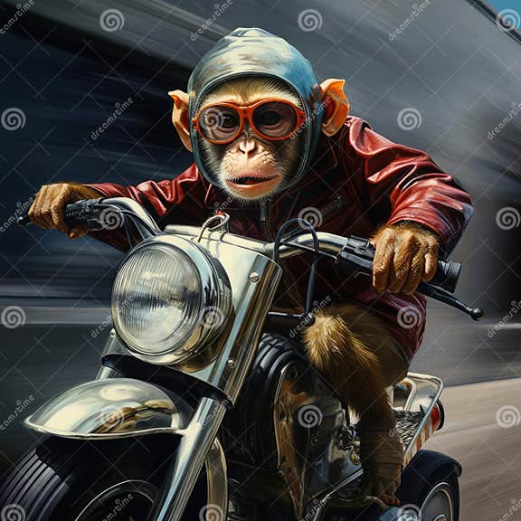 Monkey riding a motorcycle stock illustration. Illustration of drawing ...