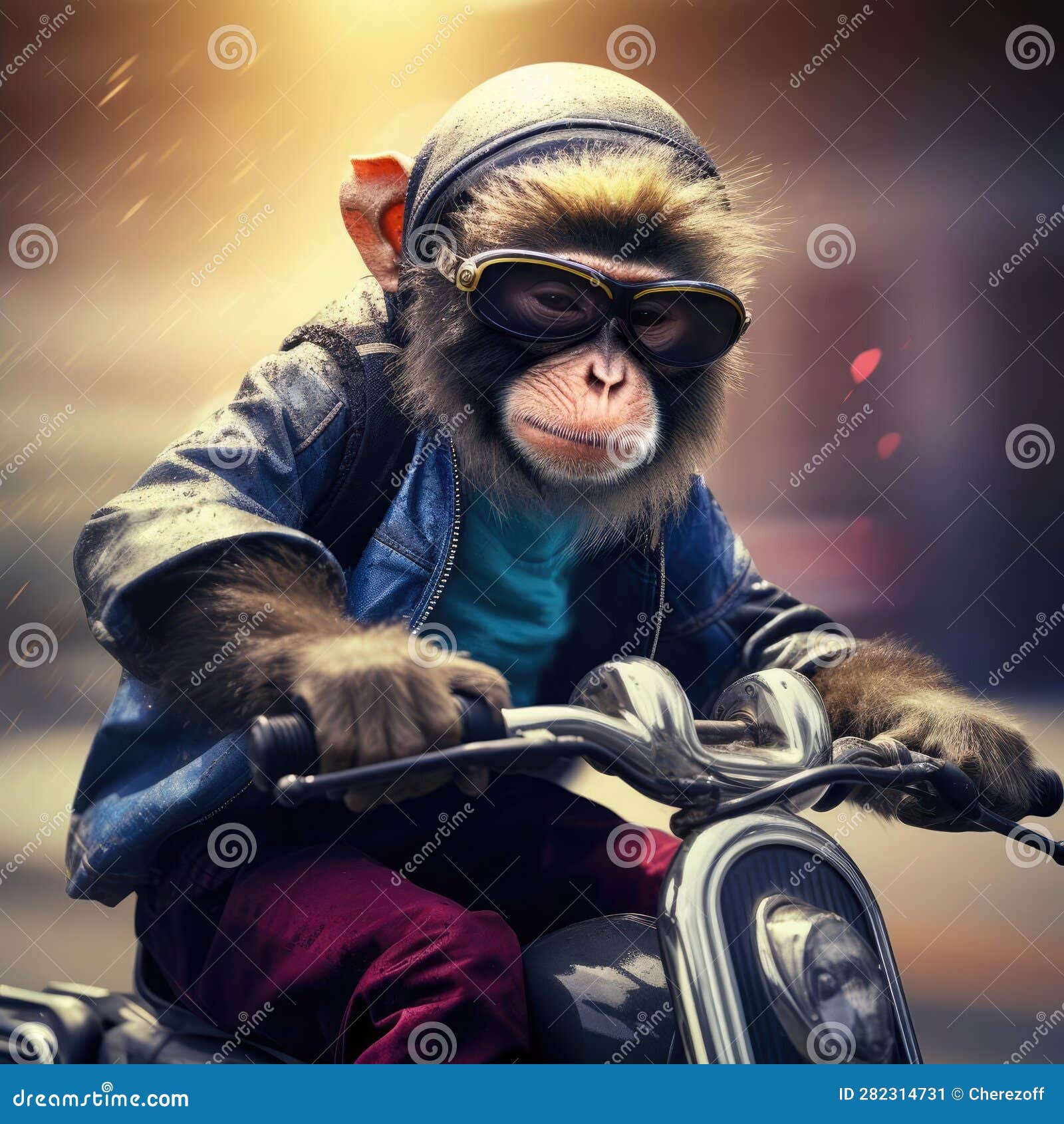 Monkey riding a motorcycle stock illustration. Illustration of summer ...