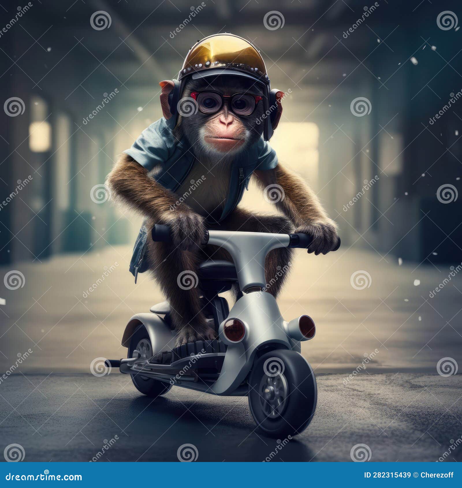 Monkey riding a motorcycle stock illustration. Illustration of ...