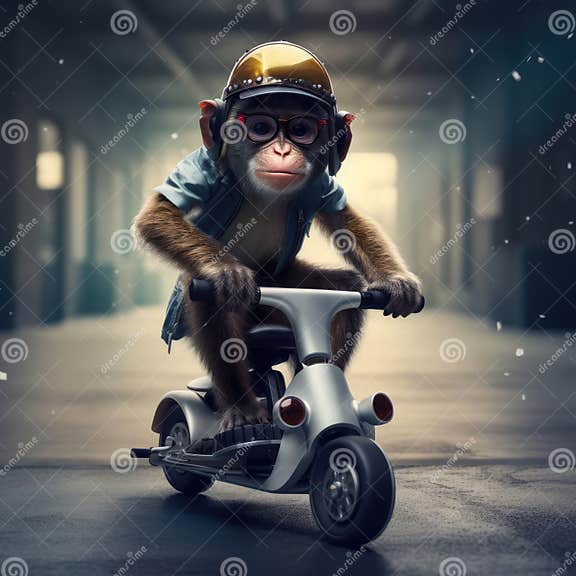 Monkey riding a motorcycle stock illustration. Illustration of ...