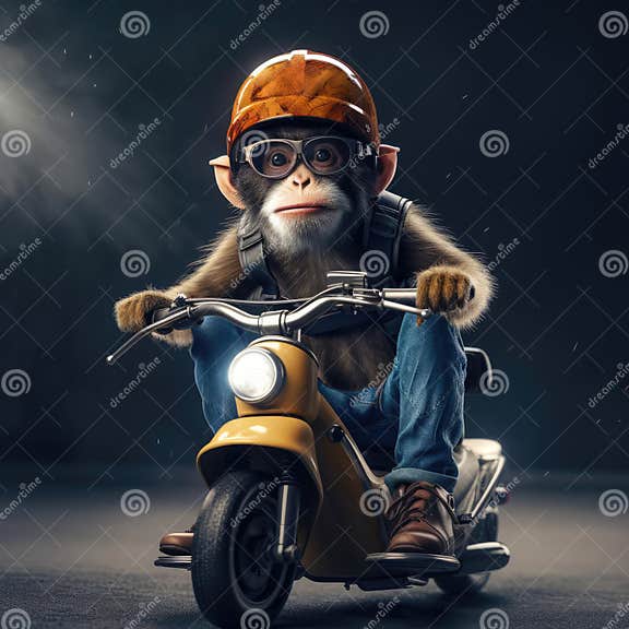 Monkey riding a motorcycle stock illustration. Illustration of coloring ...
