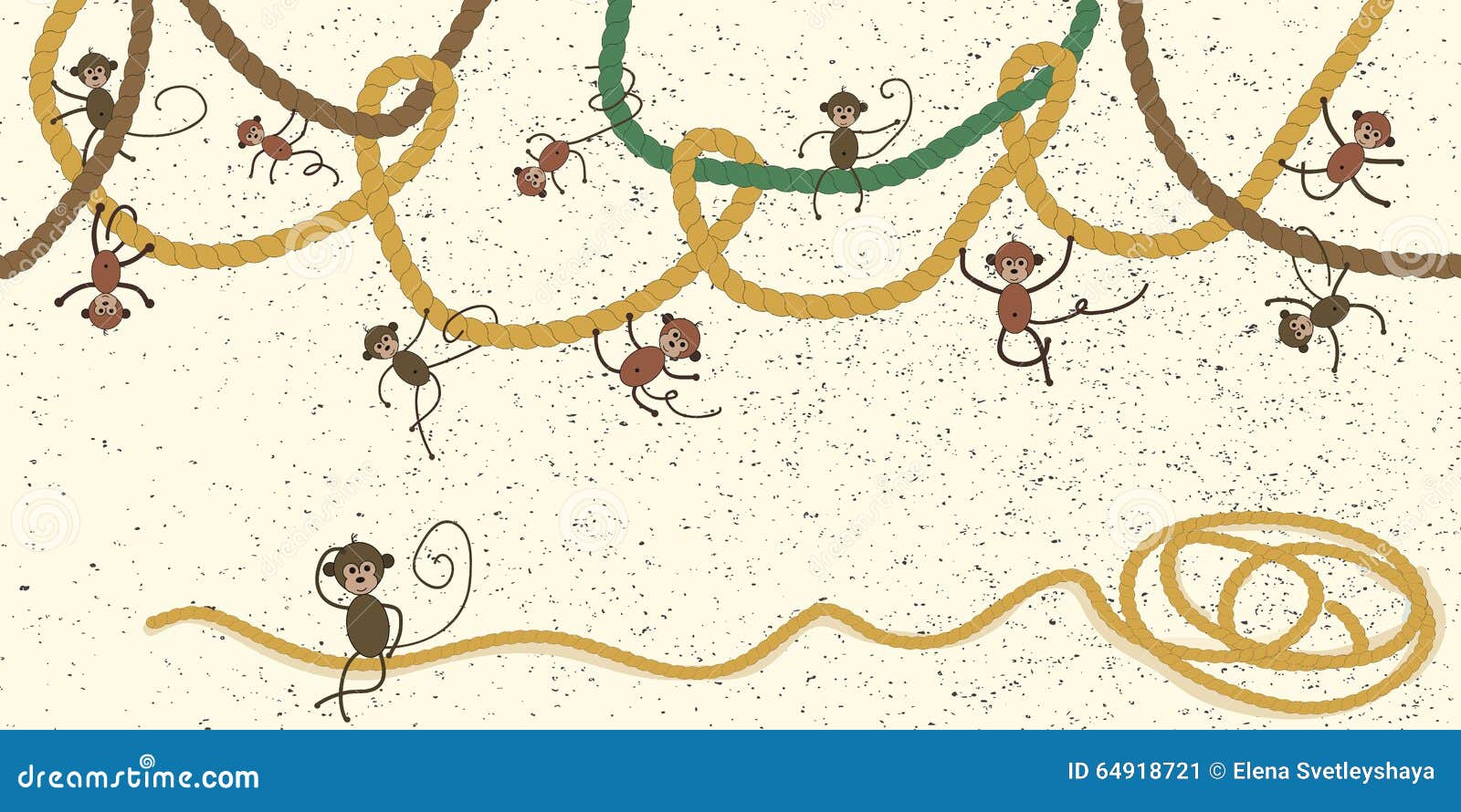 Monkey and rope stock vector. Illustration of play, brown - 64918721