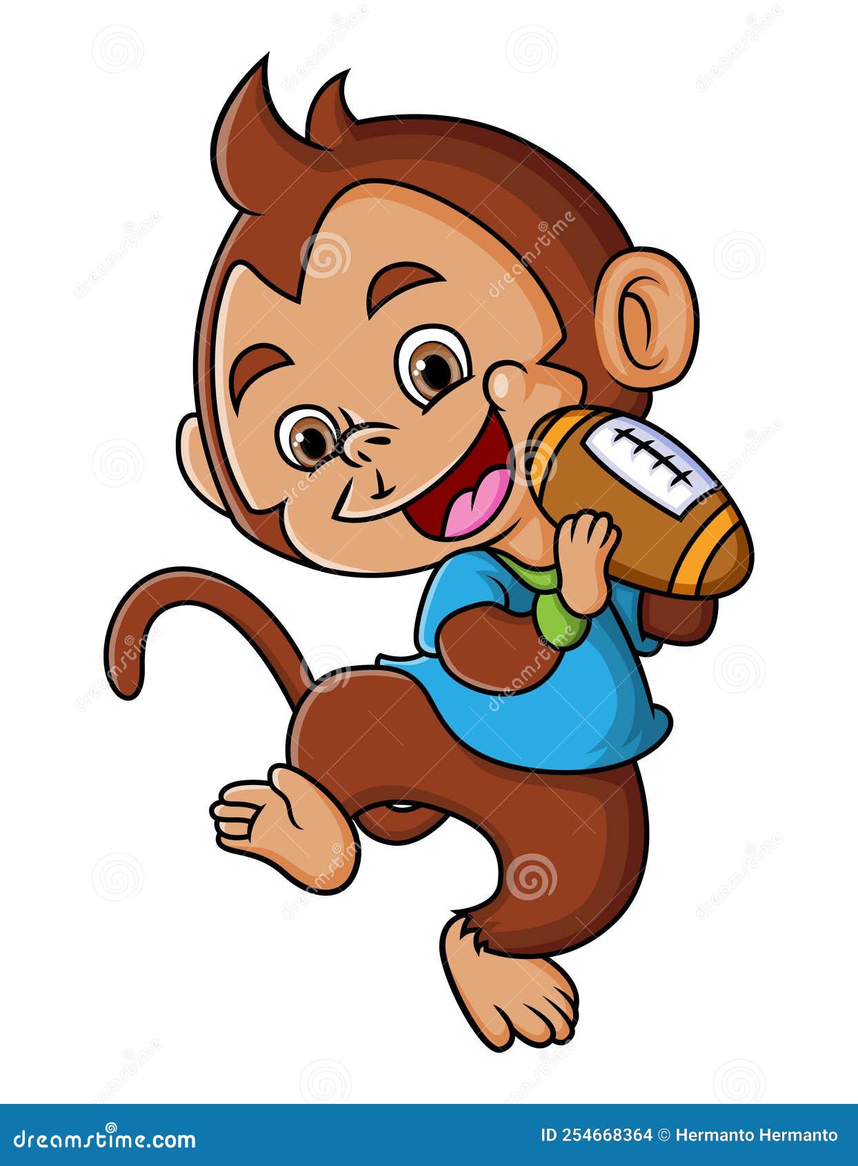 The Monkey Rugby Player is Holding a Rugby Ball and Throw Stock Vector ...