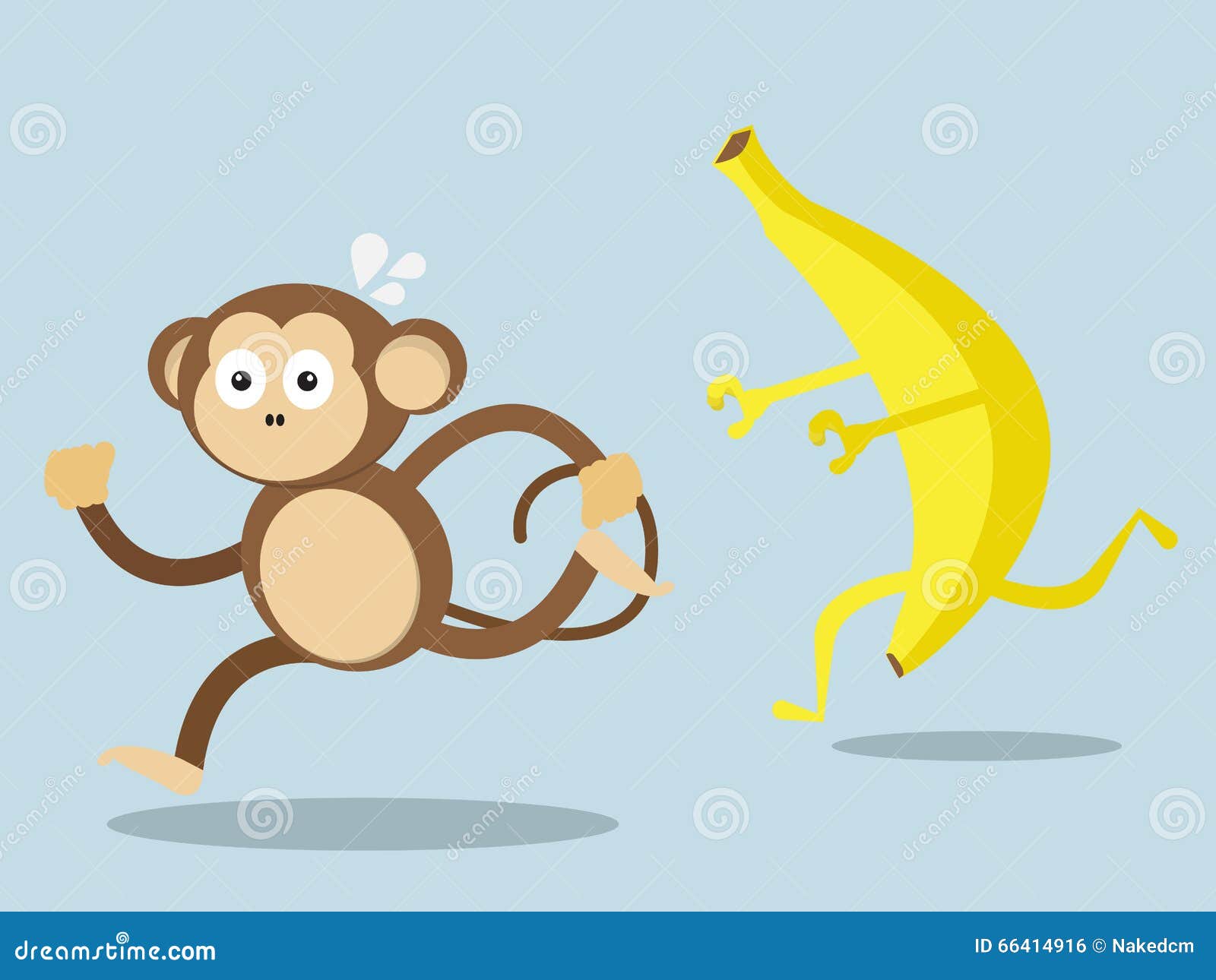 Monkey Run Away from Big Banana Stock Vector - Illustration of animal ...