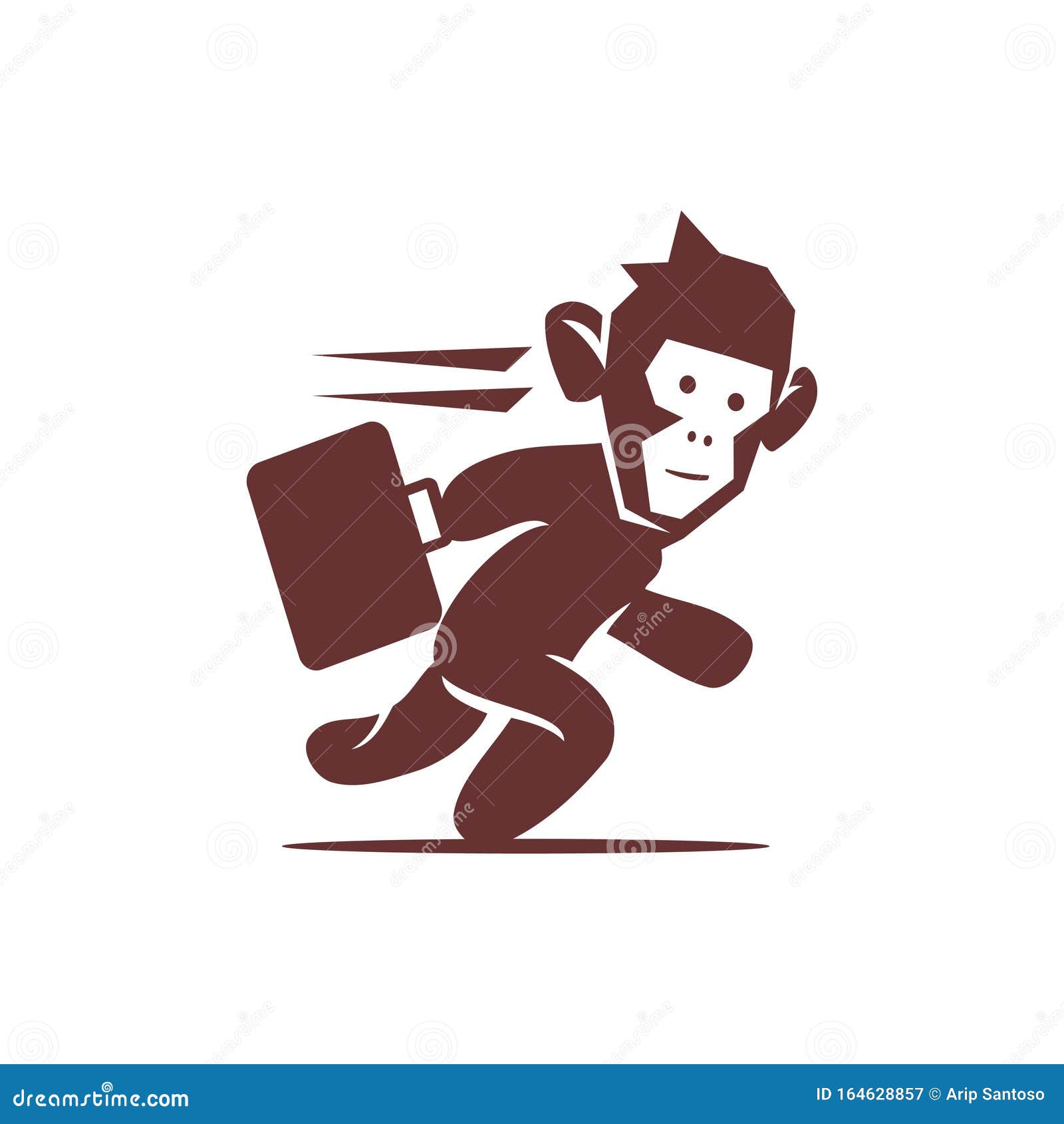 Monkey Run Hold Suitcase Logo Design Illustration Isolated Stock Vector ...