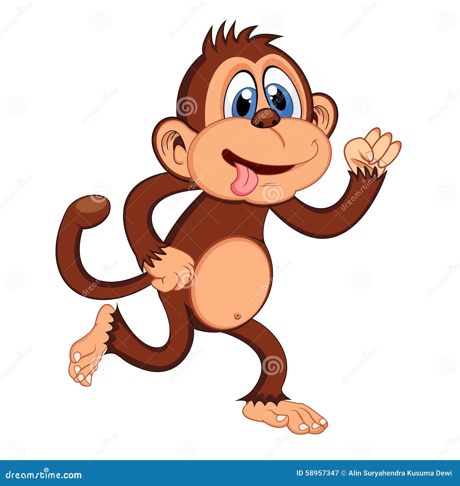 Monkey running Cartoon stock vector. Illustration of background - 58957347