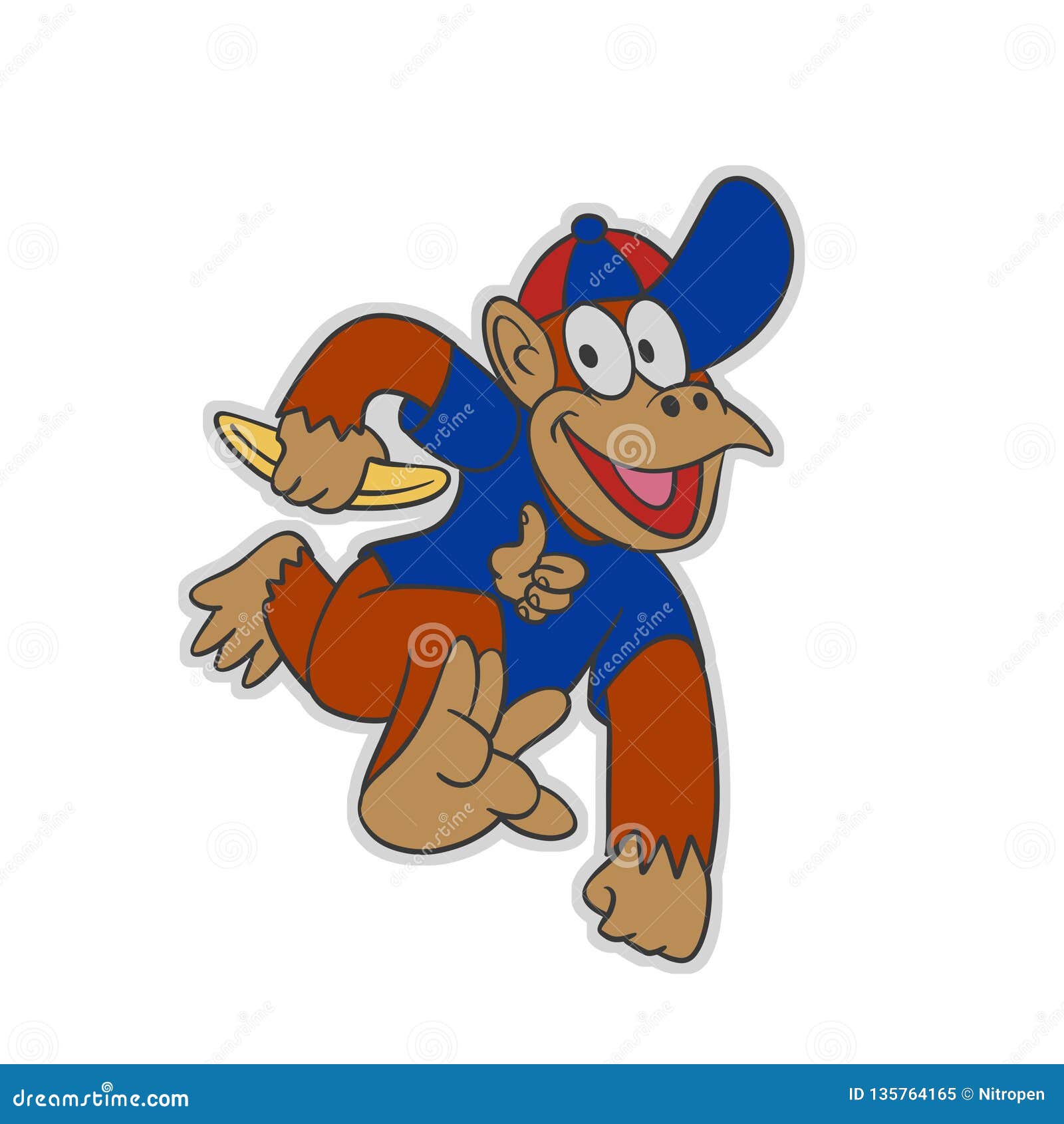 Monkey running funny stock illustration. Illustration of banana - 135764165