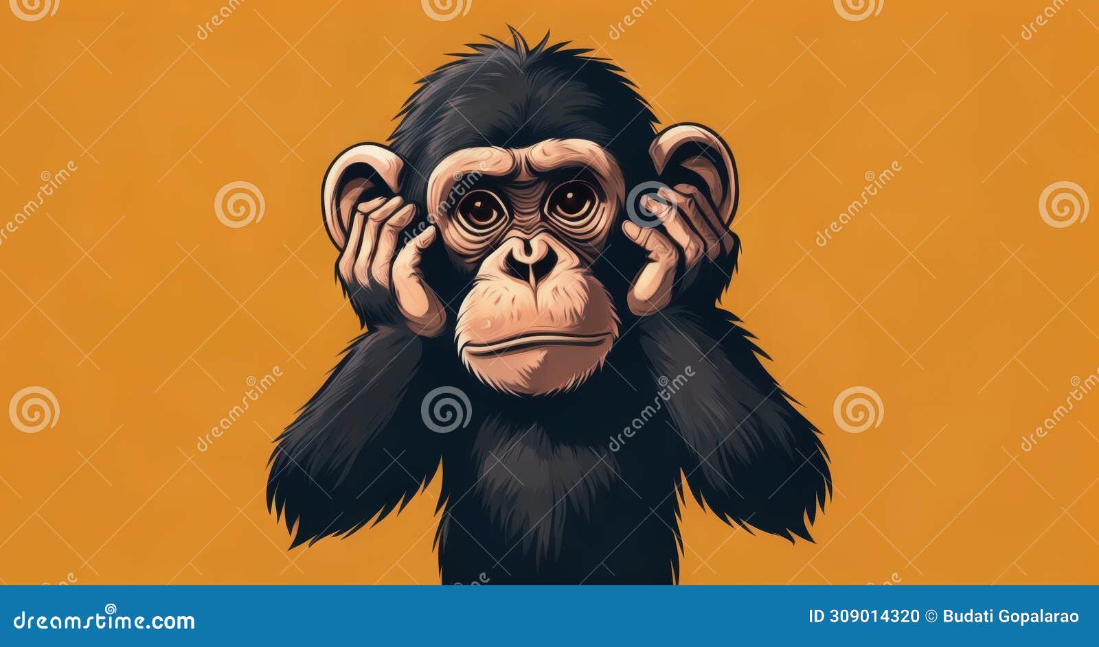 Monkey S Contemplative Moment Captured in a Striking Illustration Stock ...