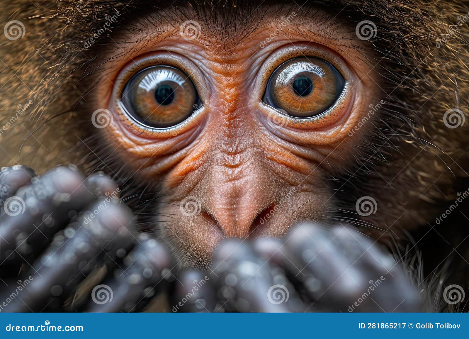 A Close Up of a Baby Chimpanzee Face with Stock Illustration ...