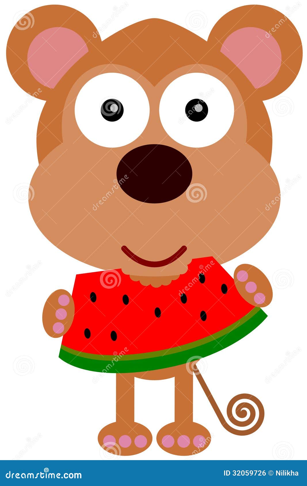 Monkey s watermelon stock illustration. Illustration of mammal - 32059726