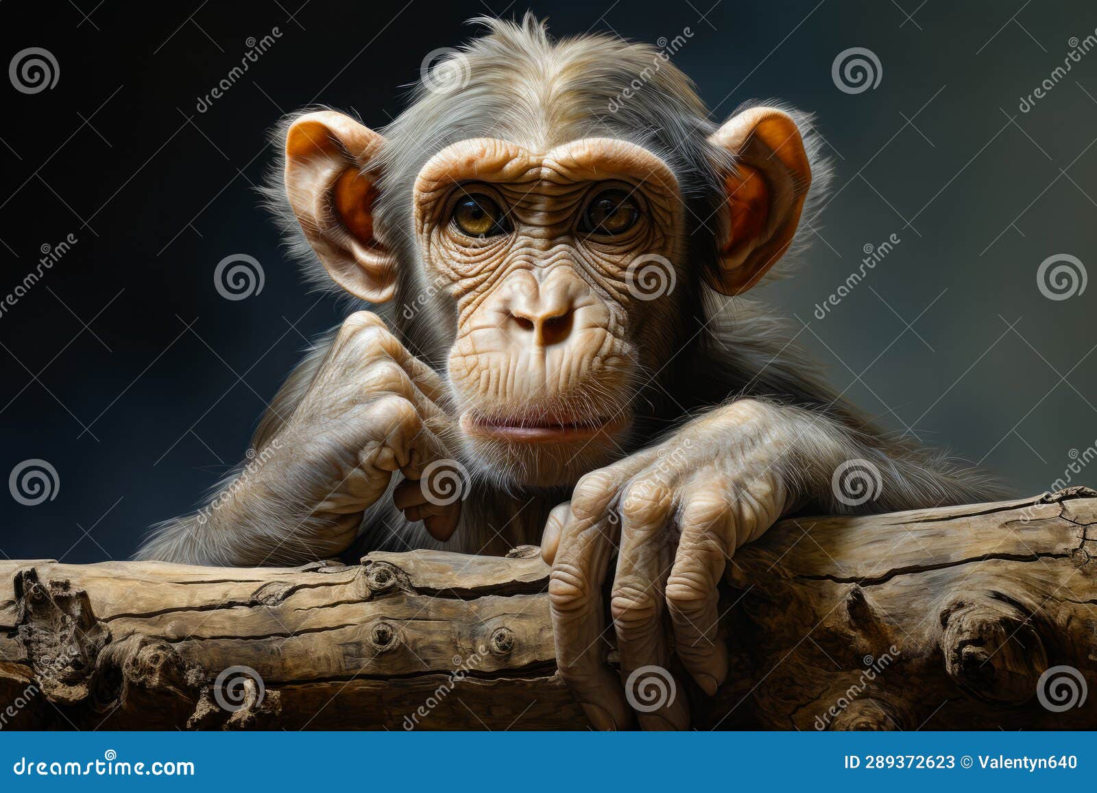 Monkey with Sad Look on His Face and Hands. Generative AI Stock Image ...