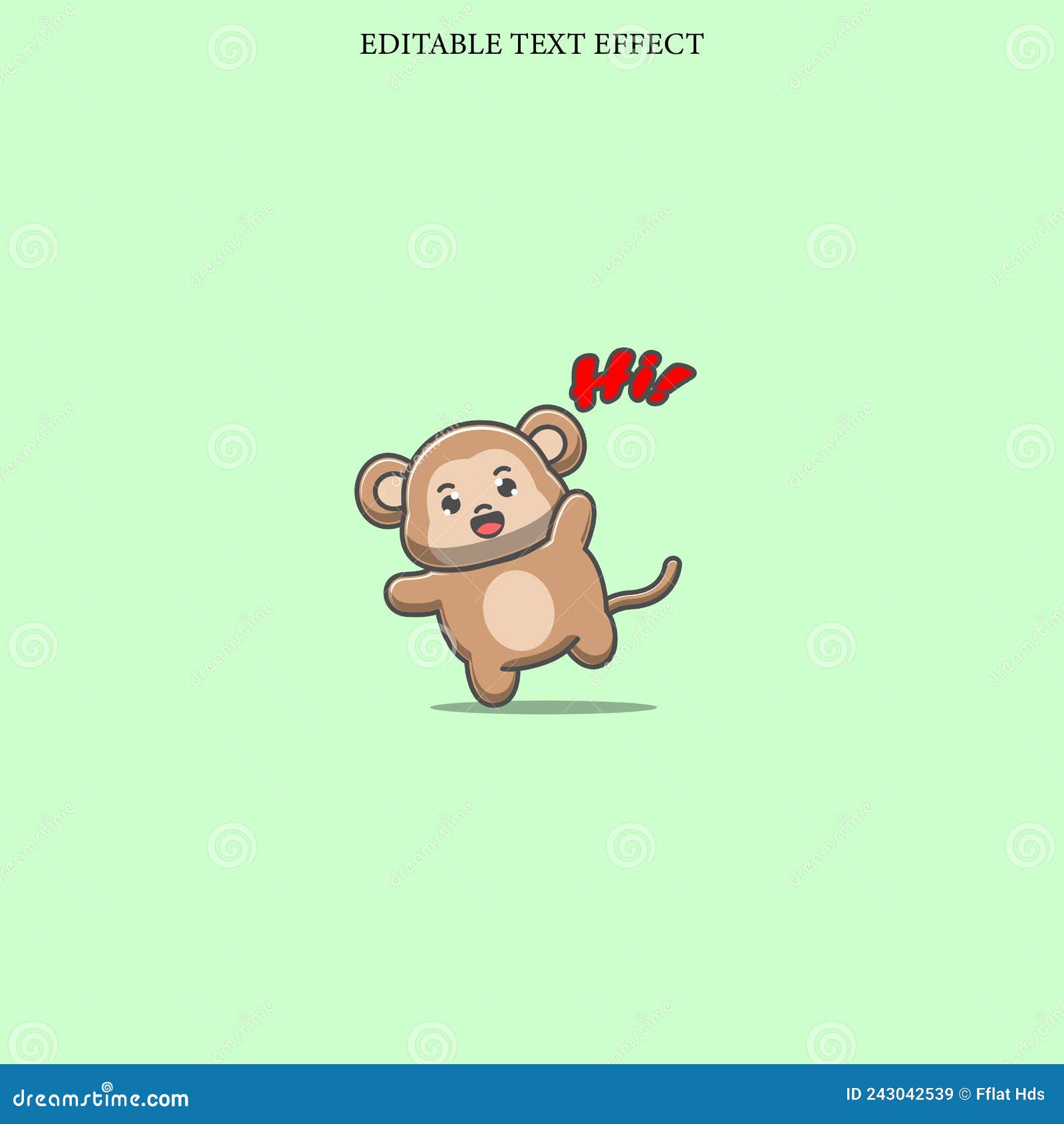 Monkey Say Hi with Red Text Style Effect Stock Vector - Illustration of ...