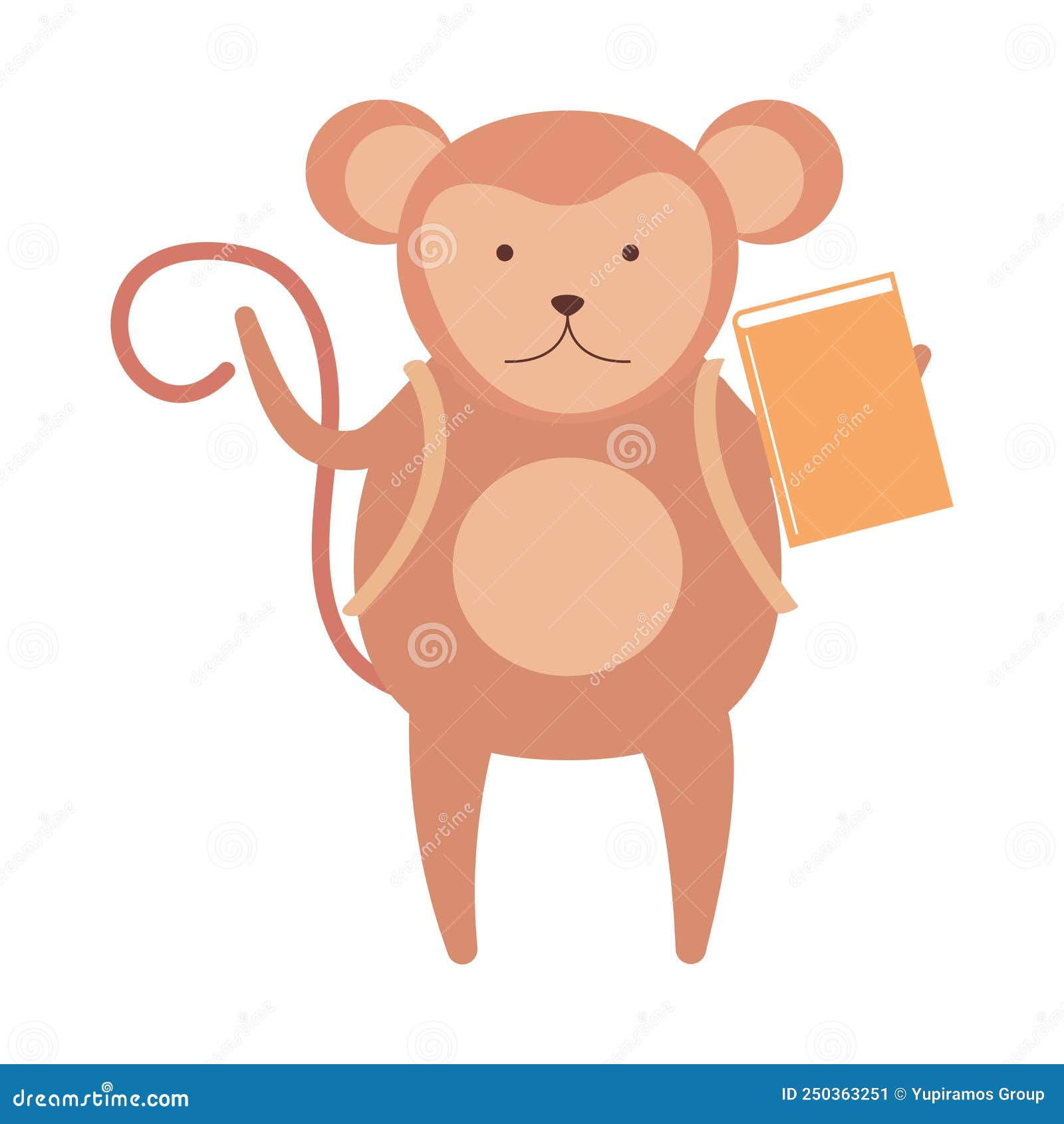 Monkey with school book stock vector. Illustration of cute - 250363251