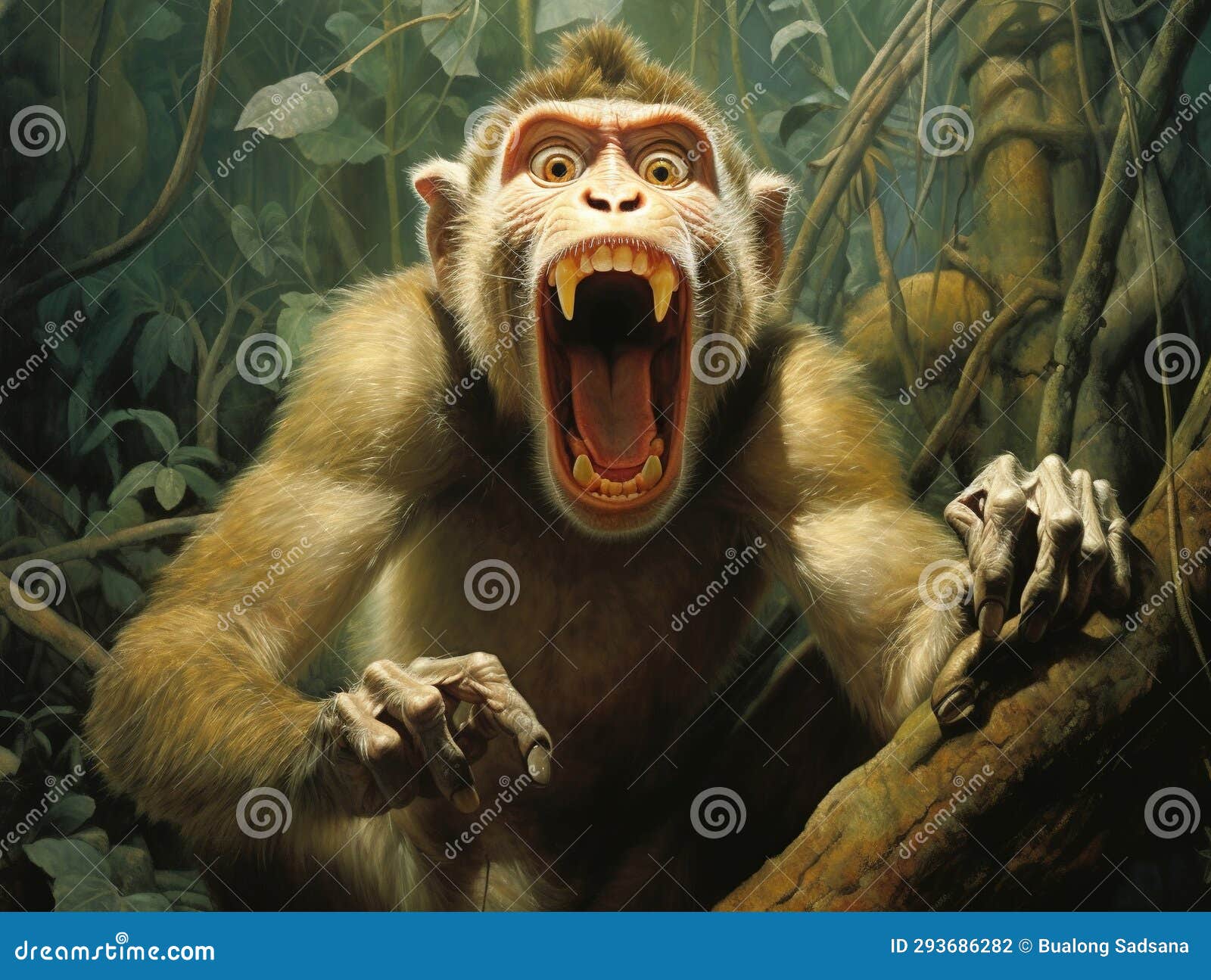 Ai Generated Illustration Wildlife Concept of Monkey Scream Stock ...