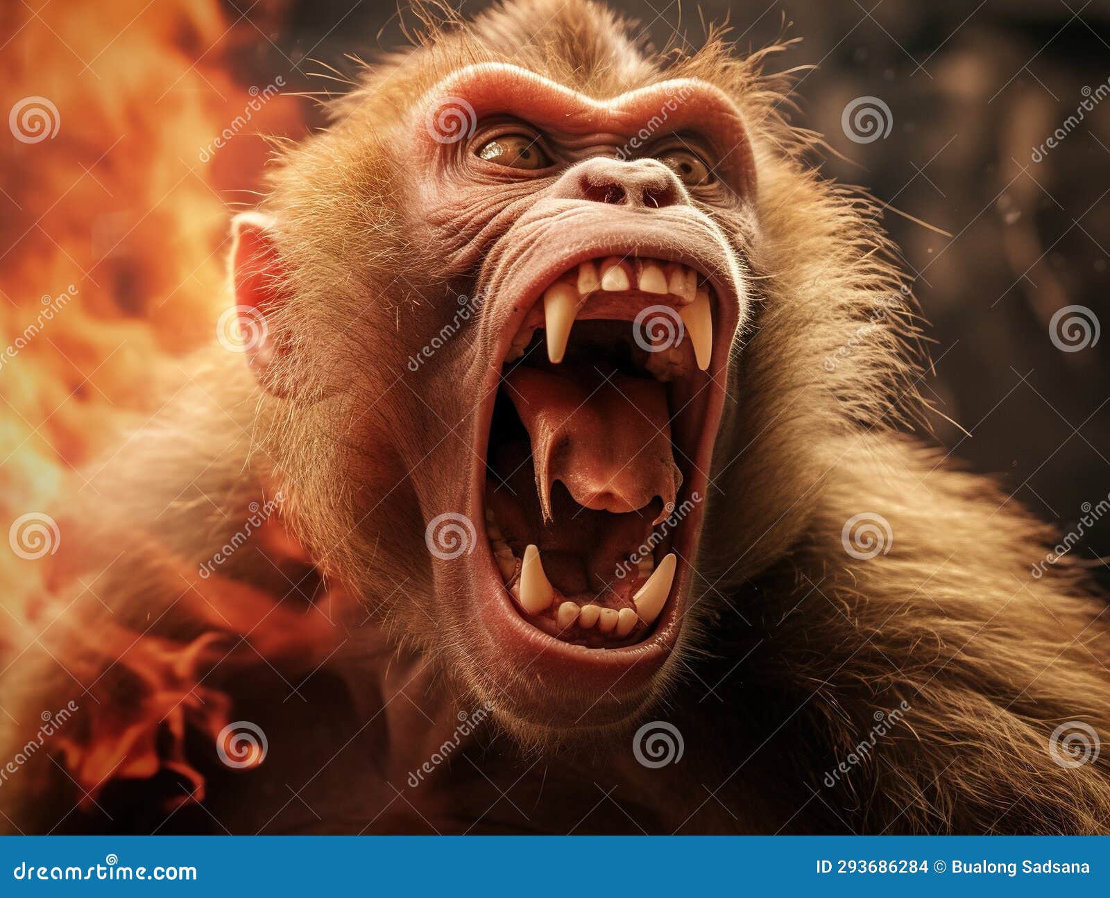Ai Generated Illustration Wildlife Concept of Monkey Scream Stock ...