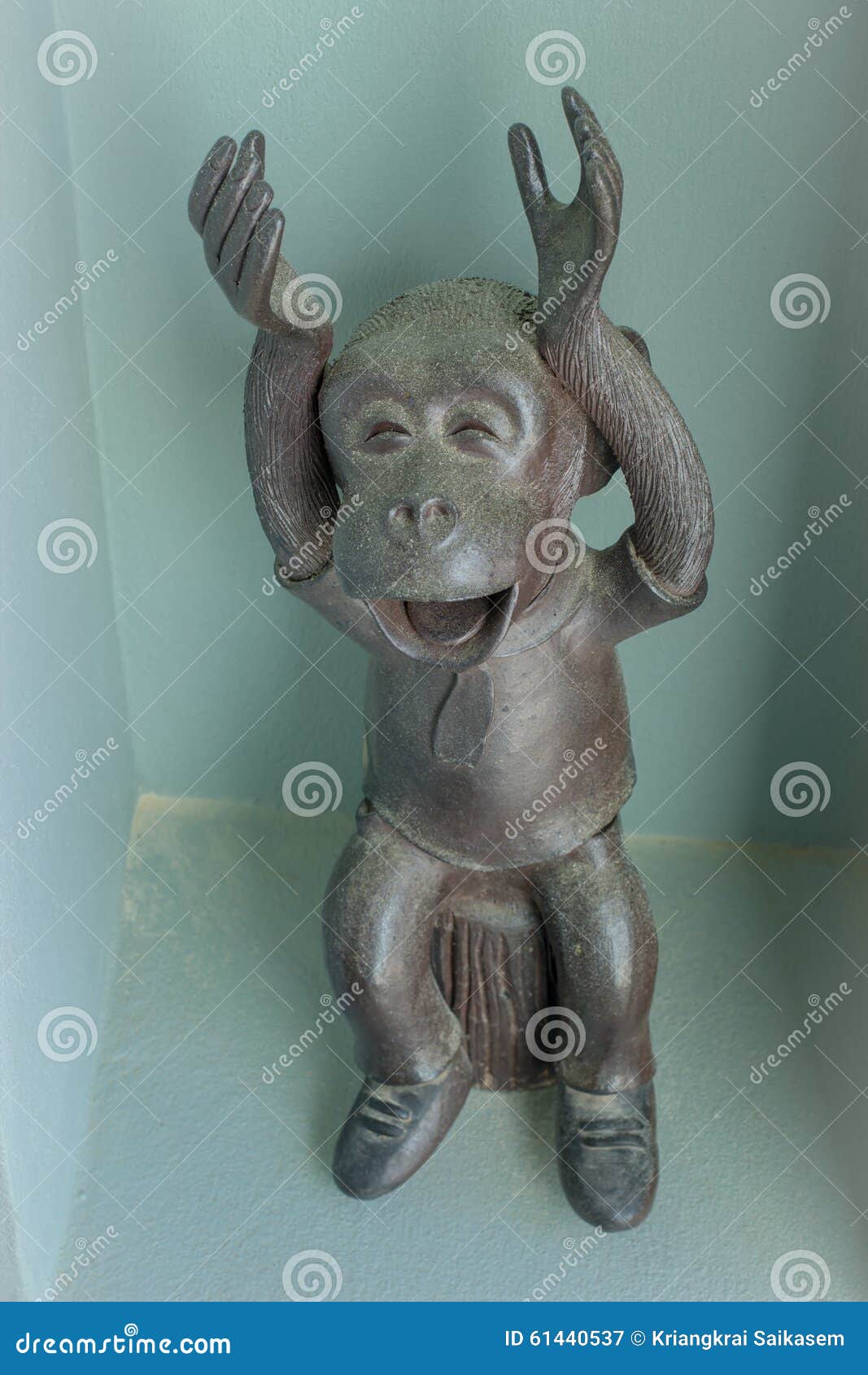 Monkey Sculpture with Smiling Face Stock Image - Image of emotion, face ...