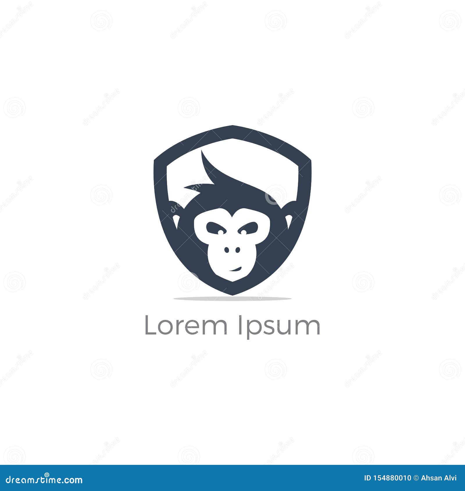 Monkey in Shield Logo Design, Monkey Vector Icon, Animal Illustration ...