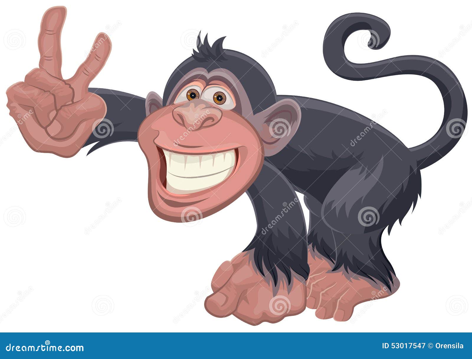 Monkey Showing Two Fingers Victory Gesture. Greeting Stock Vector ...