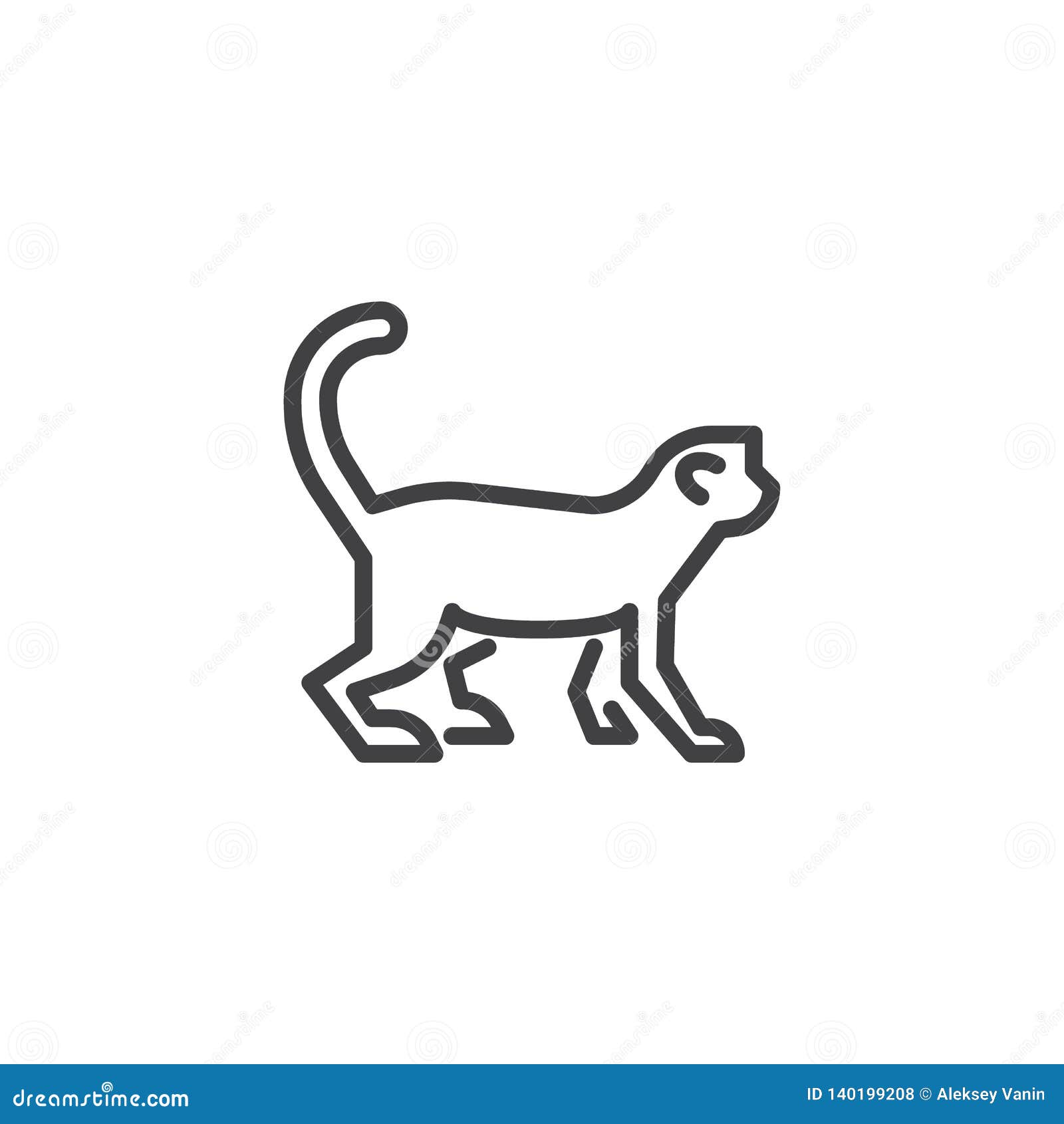 Monkey Side View Line Icon Vector Illustration | CartoonDealer.com ...